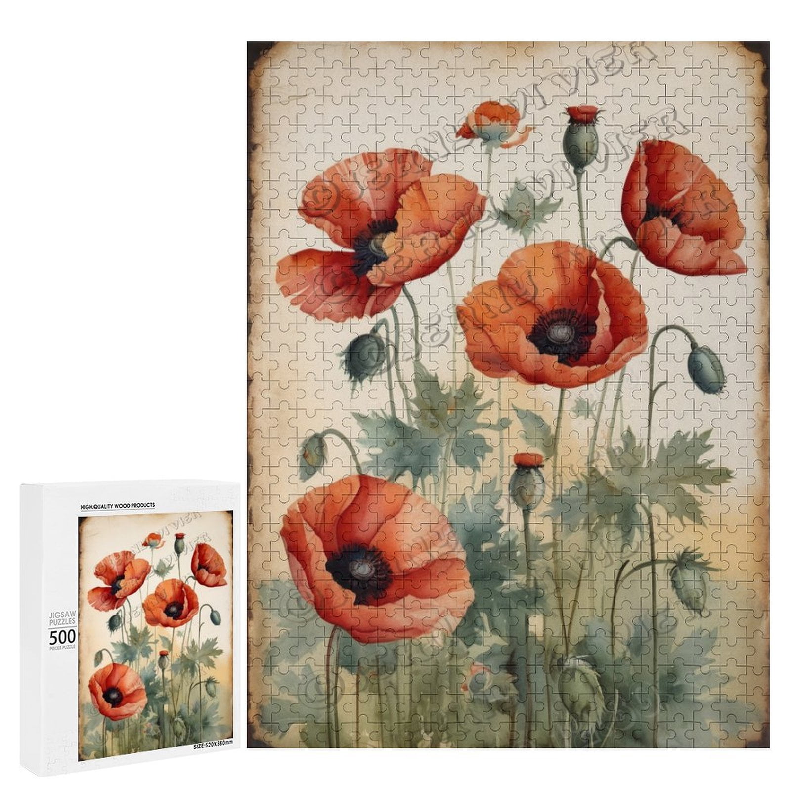 Poppy Wooden Wall Decor Home Wall Signs for Bedroom Living Room 500 ...