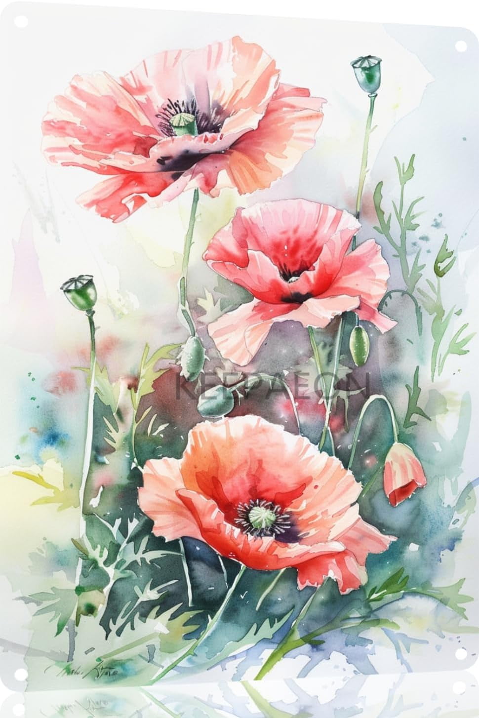 Poppy-flower 12x8 Inch Aluminum Signs Wildflower Wall Sign Vintage Wall ...