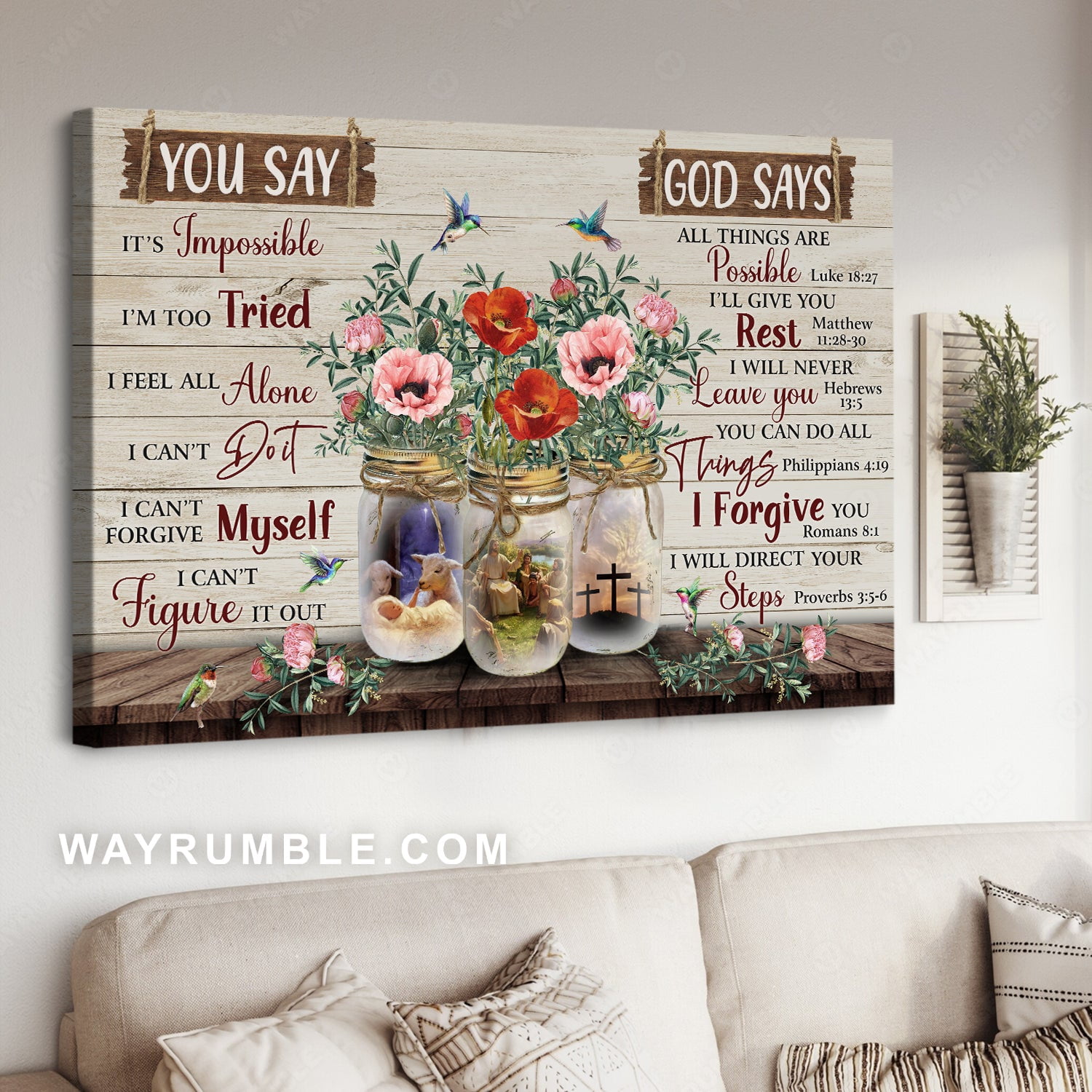 Poppy flowers, Glass jars, Jesus painting, God says all things are ...