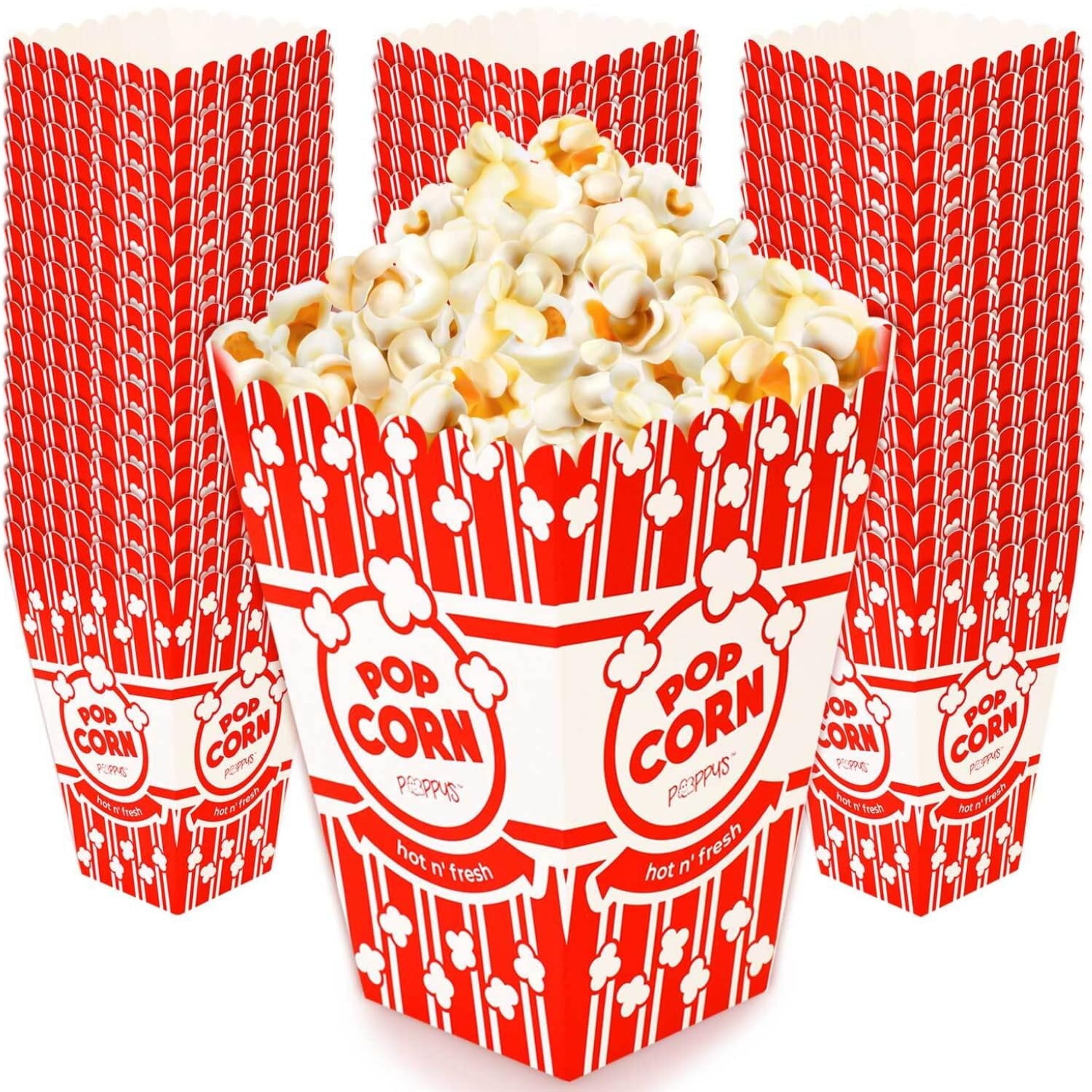 Poppy's Large Popcorn Boxes – 100 Pack 46 Oz Concession-Grade Popcorn ...