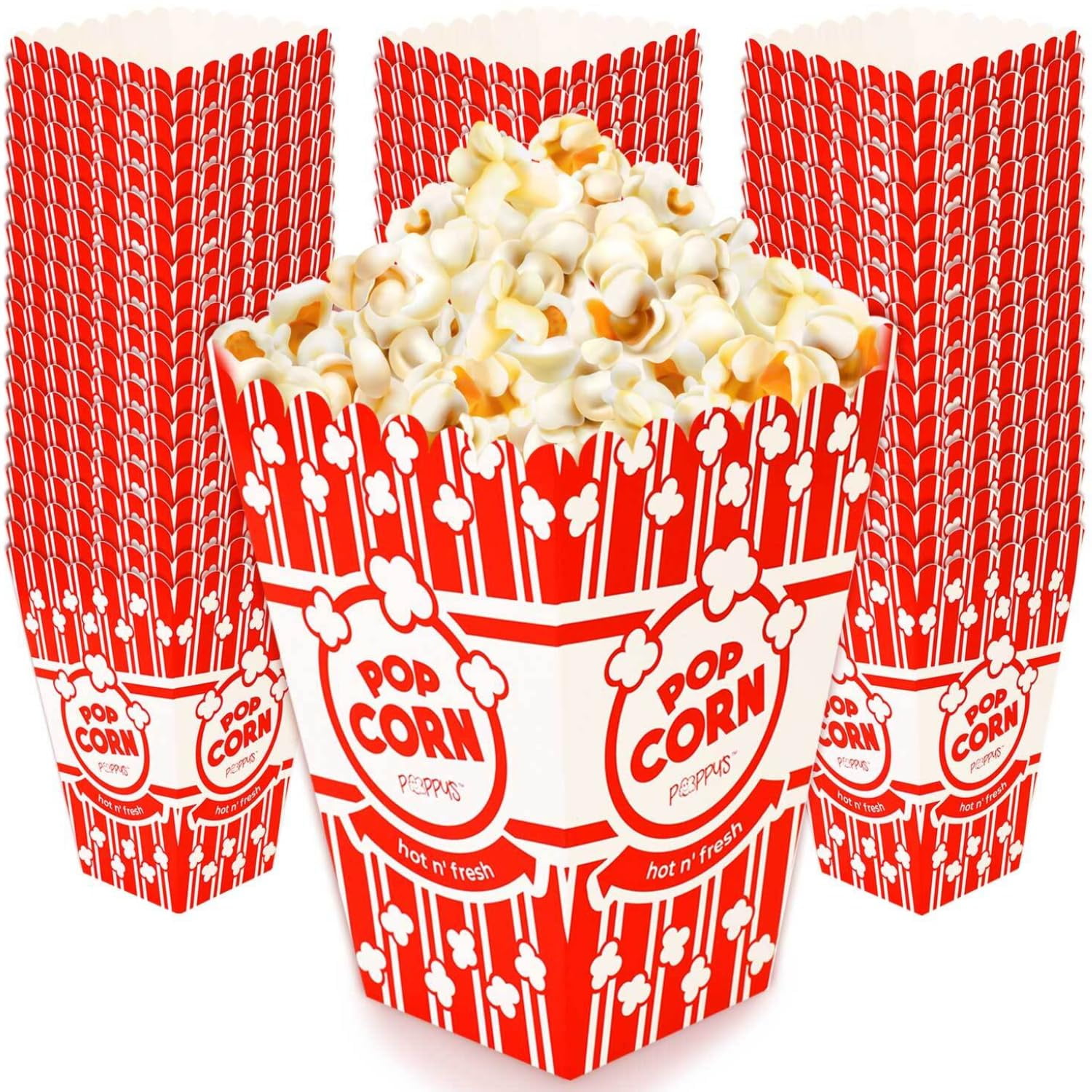 Poppy's Large Popcorn Boxes – 200 Pack 46 Oz Concession-Grade Popcorn ...