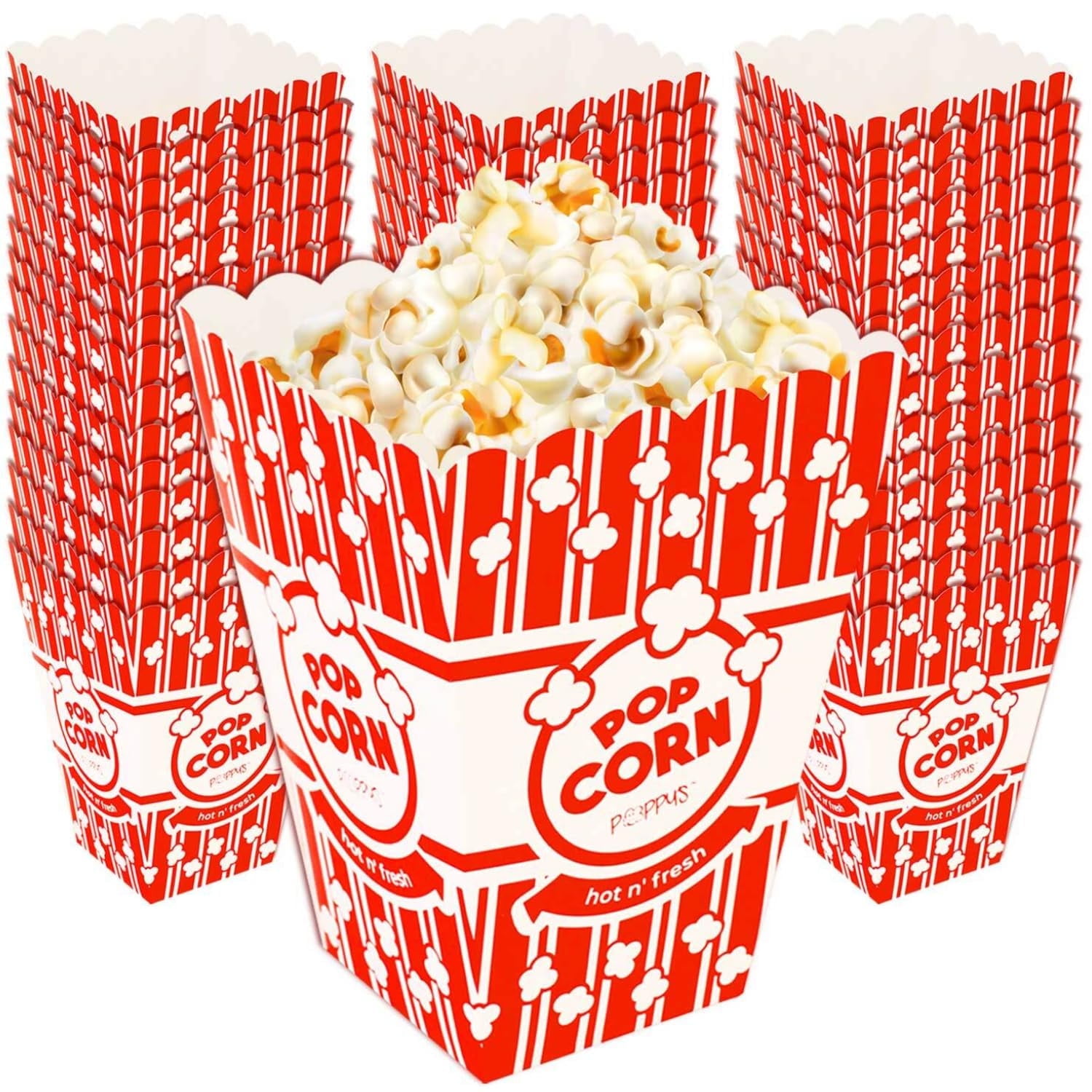 Poppy's Small Popcorn Boxes – 100 Pack 30 Oz Concession-Grade Popcorn ...