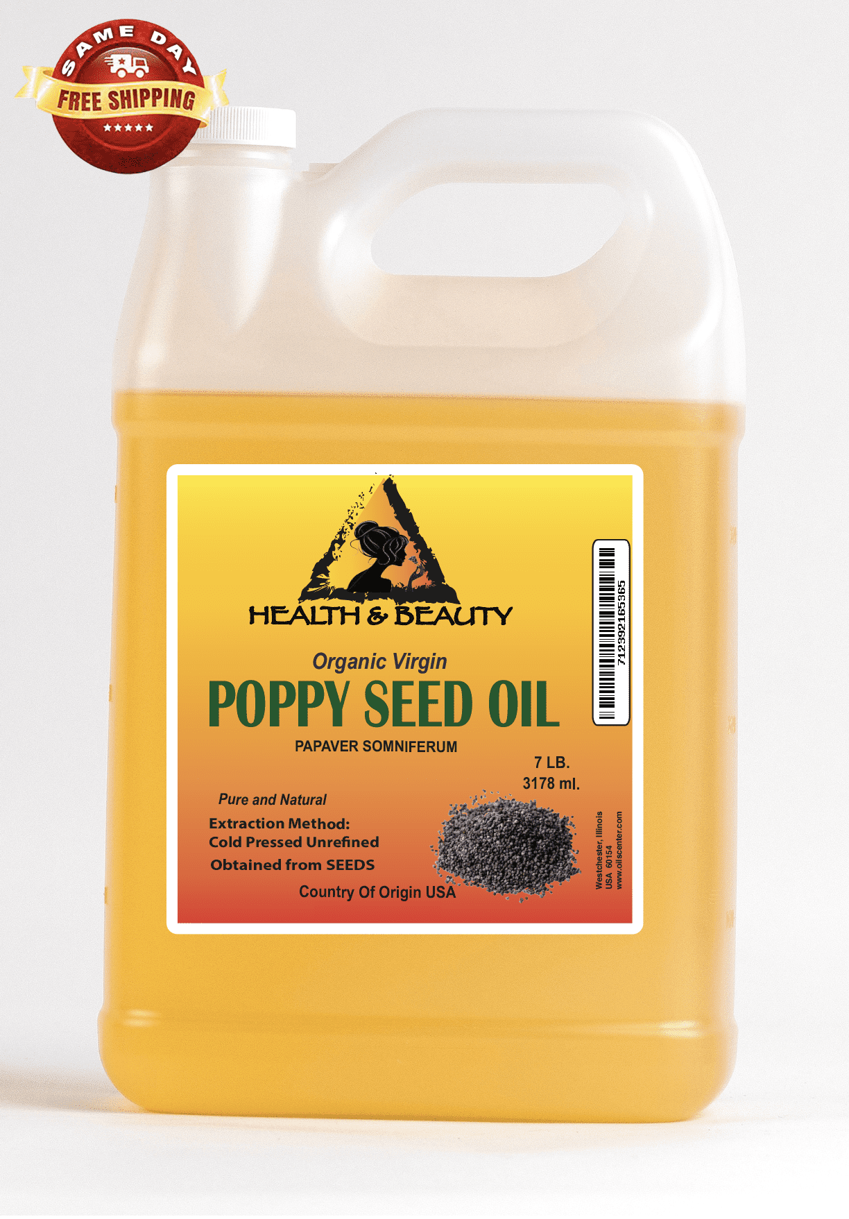 Poppy seed oil unrefined organic virgin cold pressed 100% pure natural ...