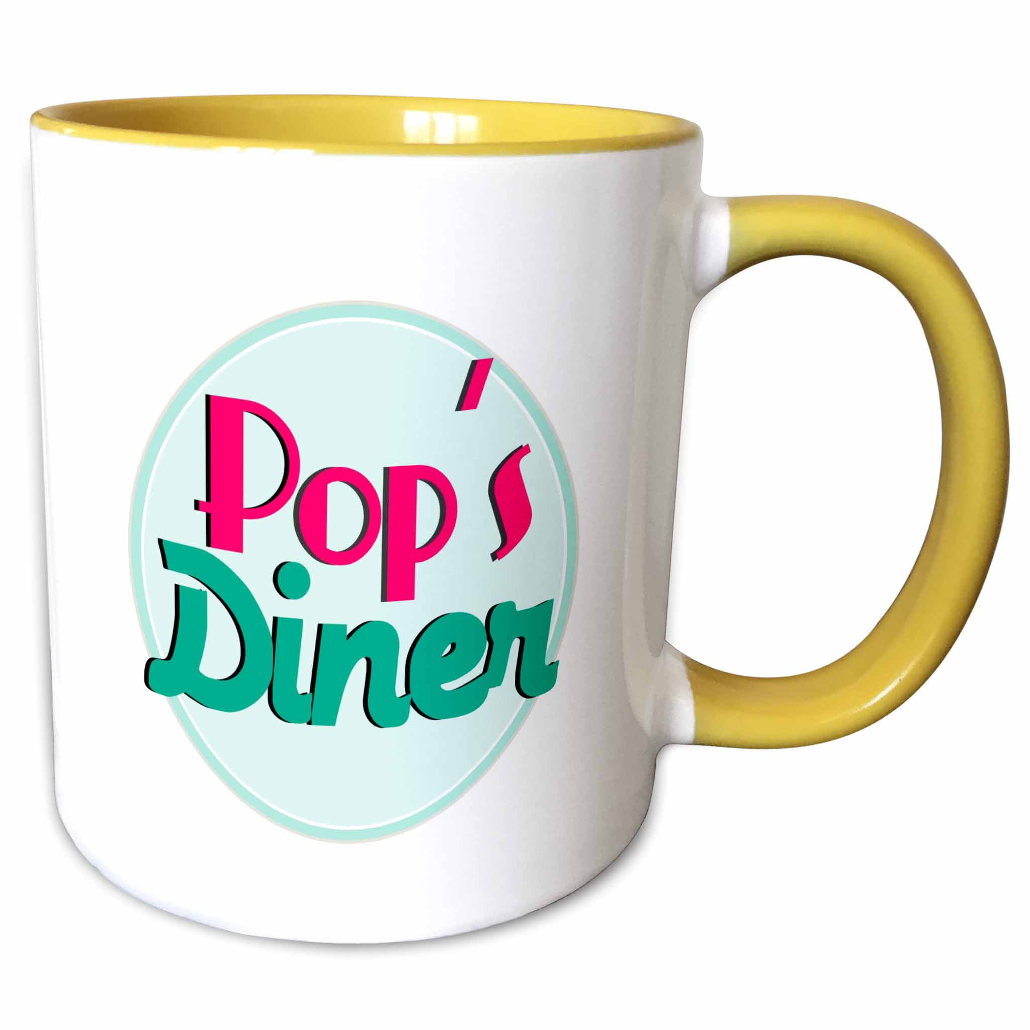 3drose, Pops Diner on White - Retro Hot Pink Turquoise Teal Blue 1950s ...