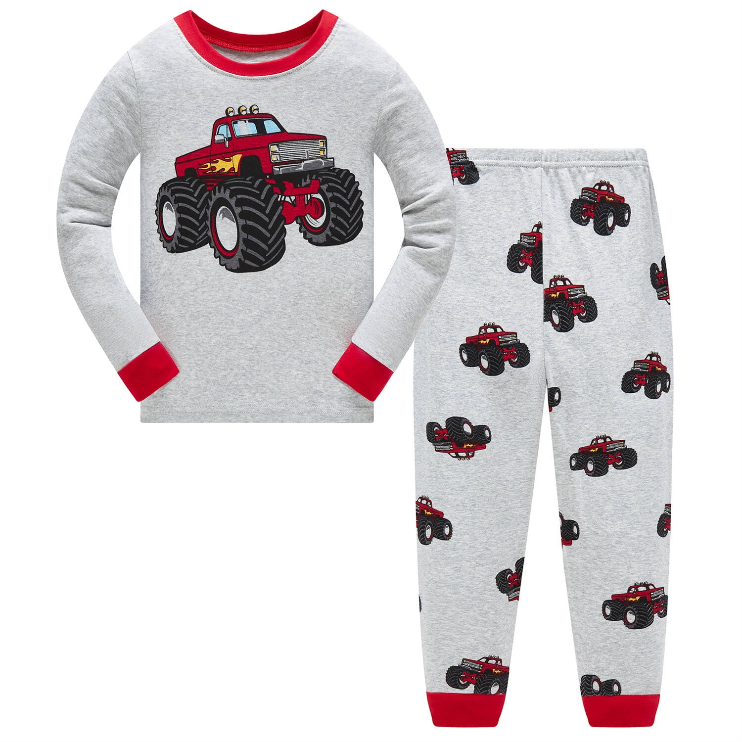 Popshion Boys Pajamas for Toddler Kids Clothes Set Monster Truck ...
