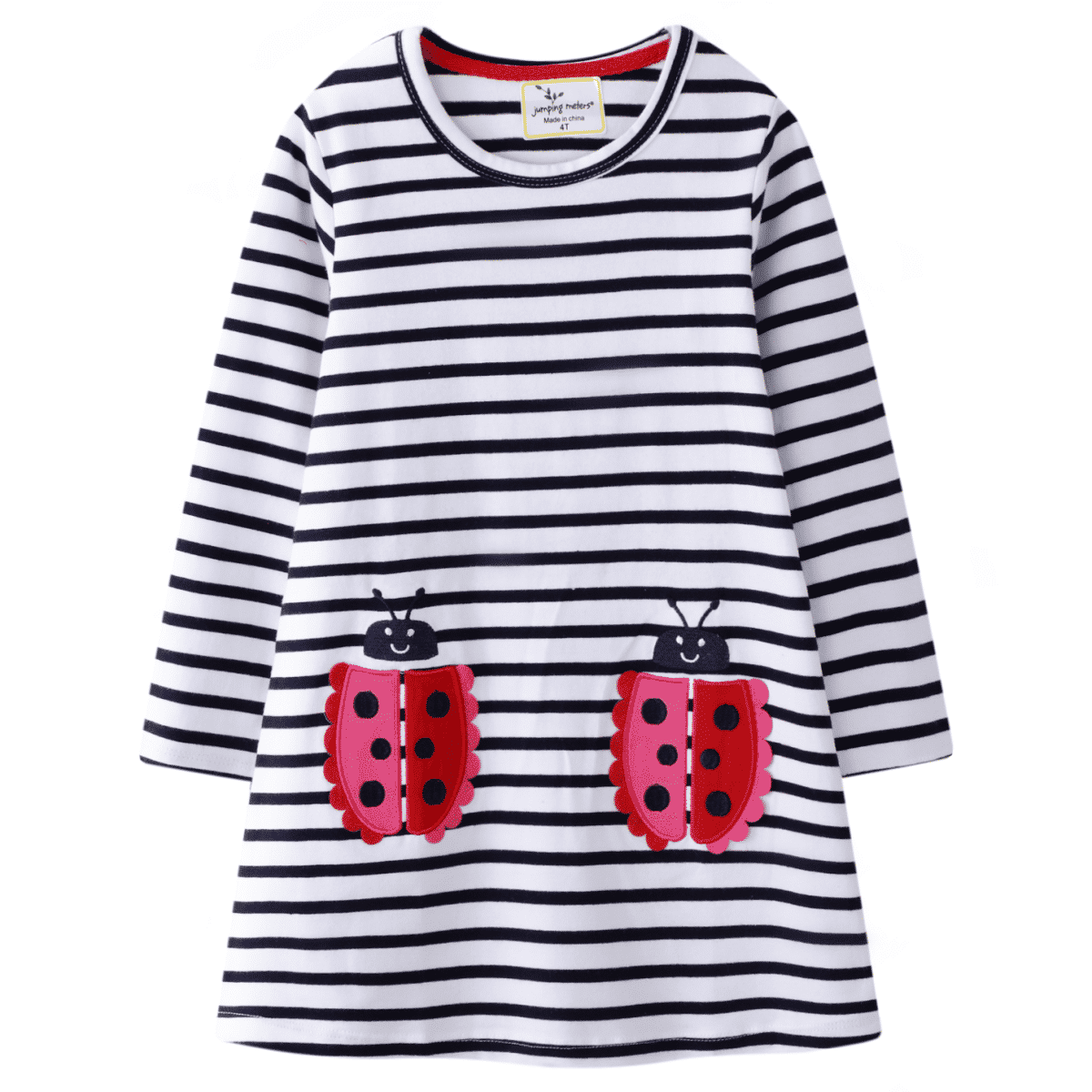 Popshion Girls Cotton Dresses Toddler Long Sleeve Dress Cartoon Ladybug ...