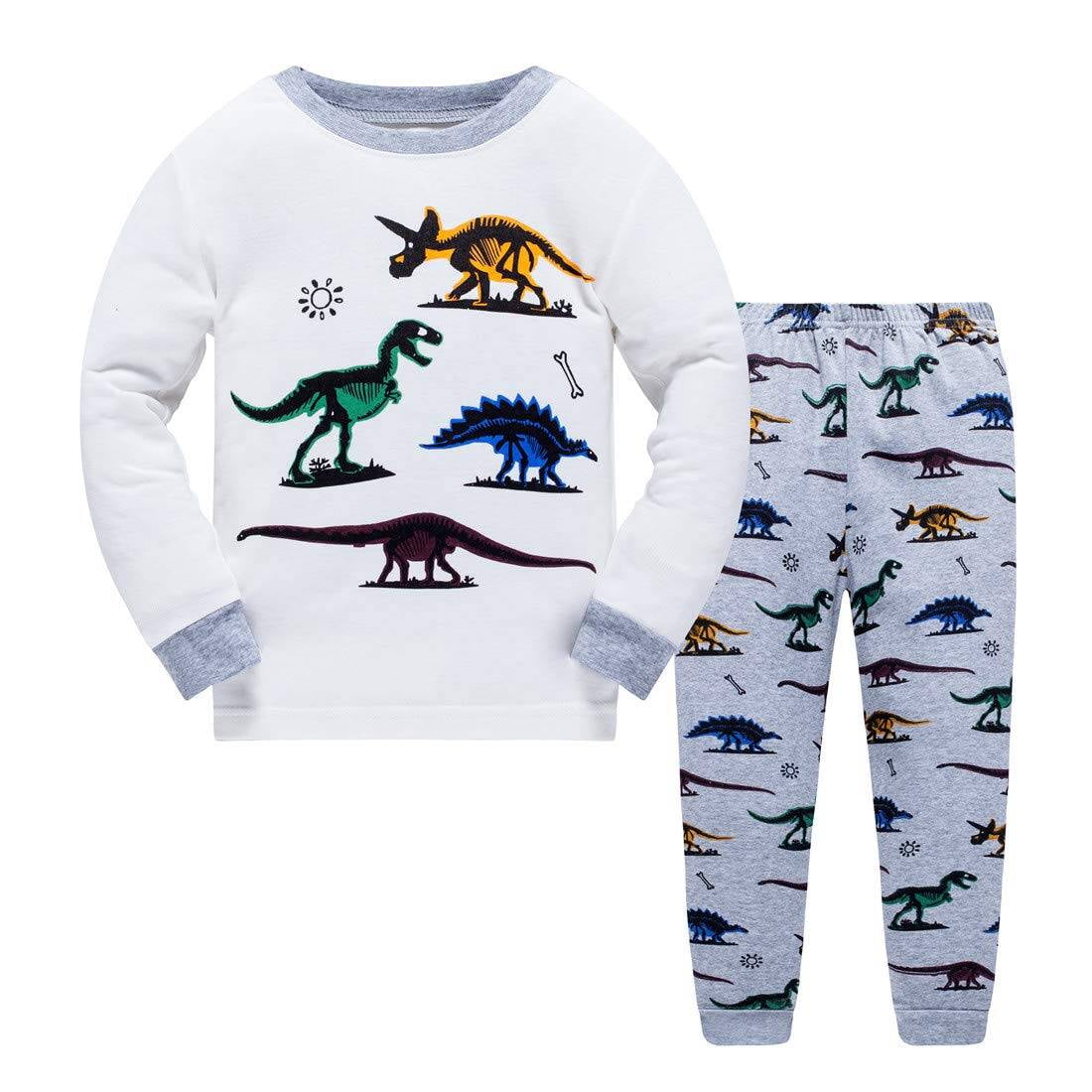 Popshion Little Boys Pajamas for Toddler Kids Clothes Set Dinosaur ...