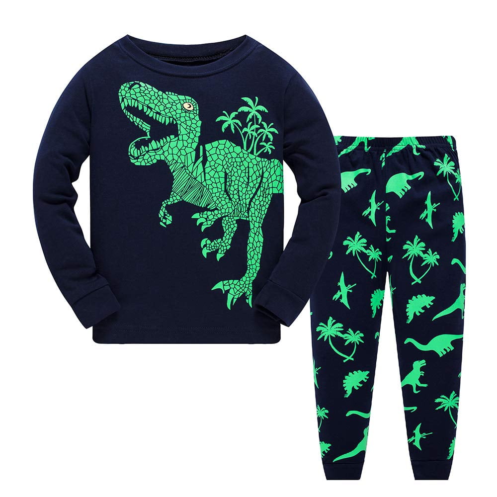 Popshion Little Boys Pajamas for Toddler Kids Clothes Set T-rex ...