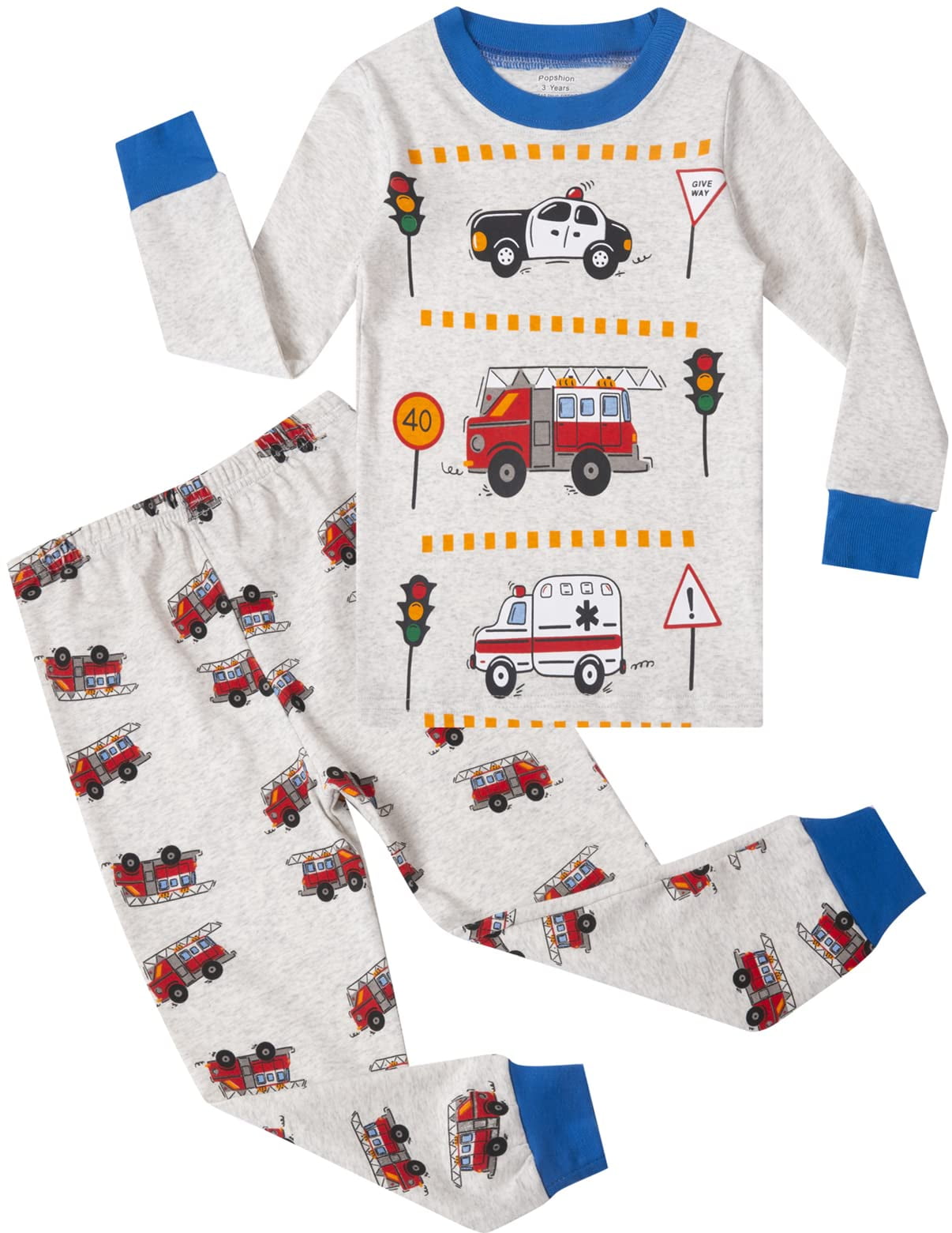 Popshion Little Boys Pajamas for Toddler Kids Clothes Set Truck ...