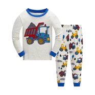 FEDPOP Toddler Boys Tractor Pajamas Long Sleepwear Kids Pjs Size 4T ...