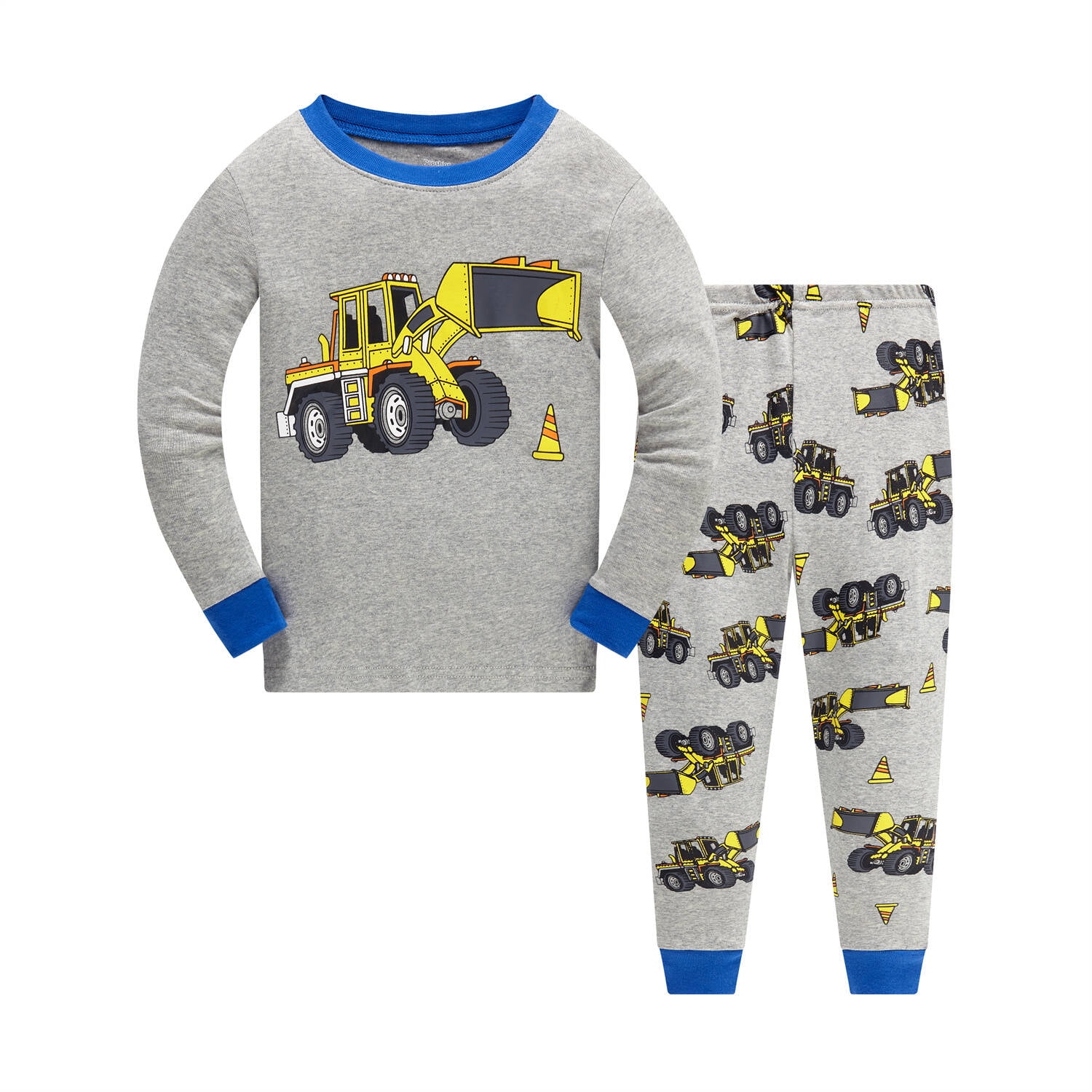 Popshion Toddler Boys Pajamas Bulldozer Kids 100% Cotton 2 Piece Long ...