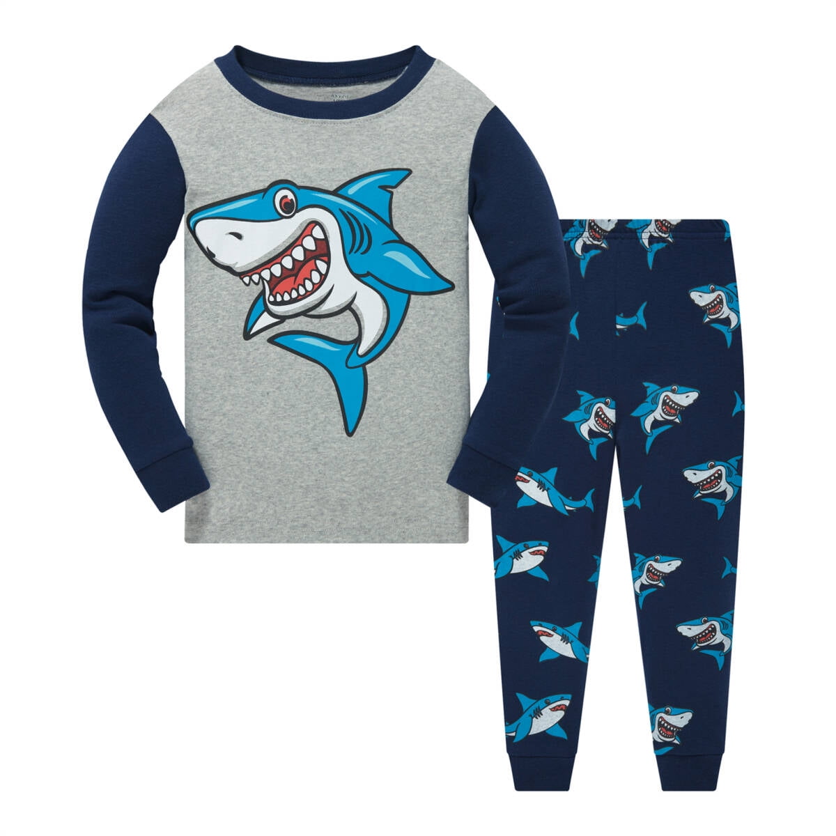Popshion Toddler Boys Pajamas Set Shark Print Kids 100% Cotton 2 Piece ...