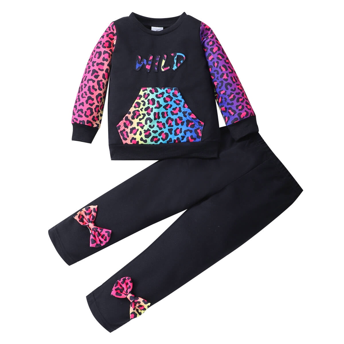 Popshion Toddler Girls Leopard Print Sweatshirt Top With pockets and ...