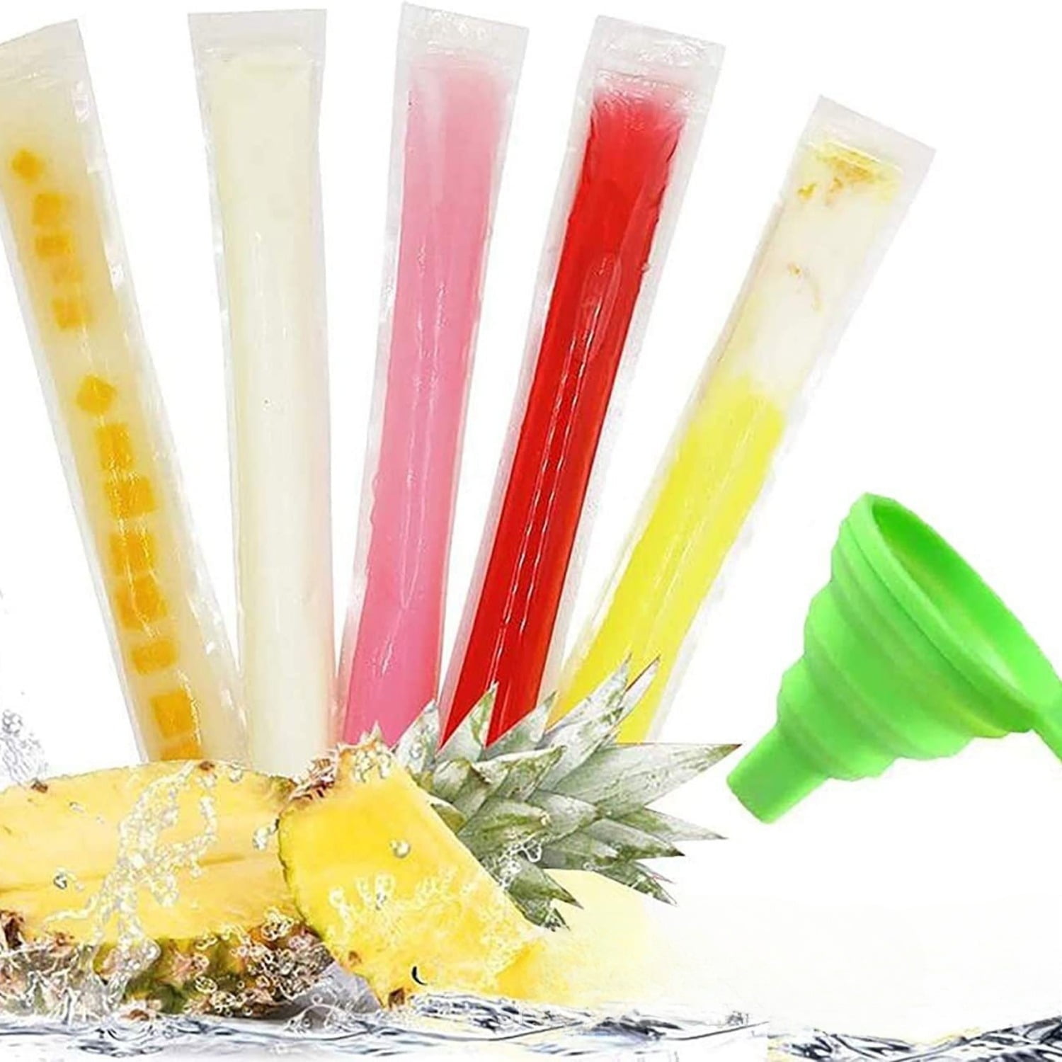 Popsicle Bags with Funnel Disposable Freezer Pop Bags 100pcs for Yogurt ...