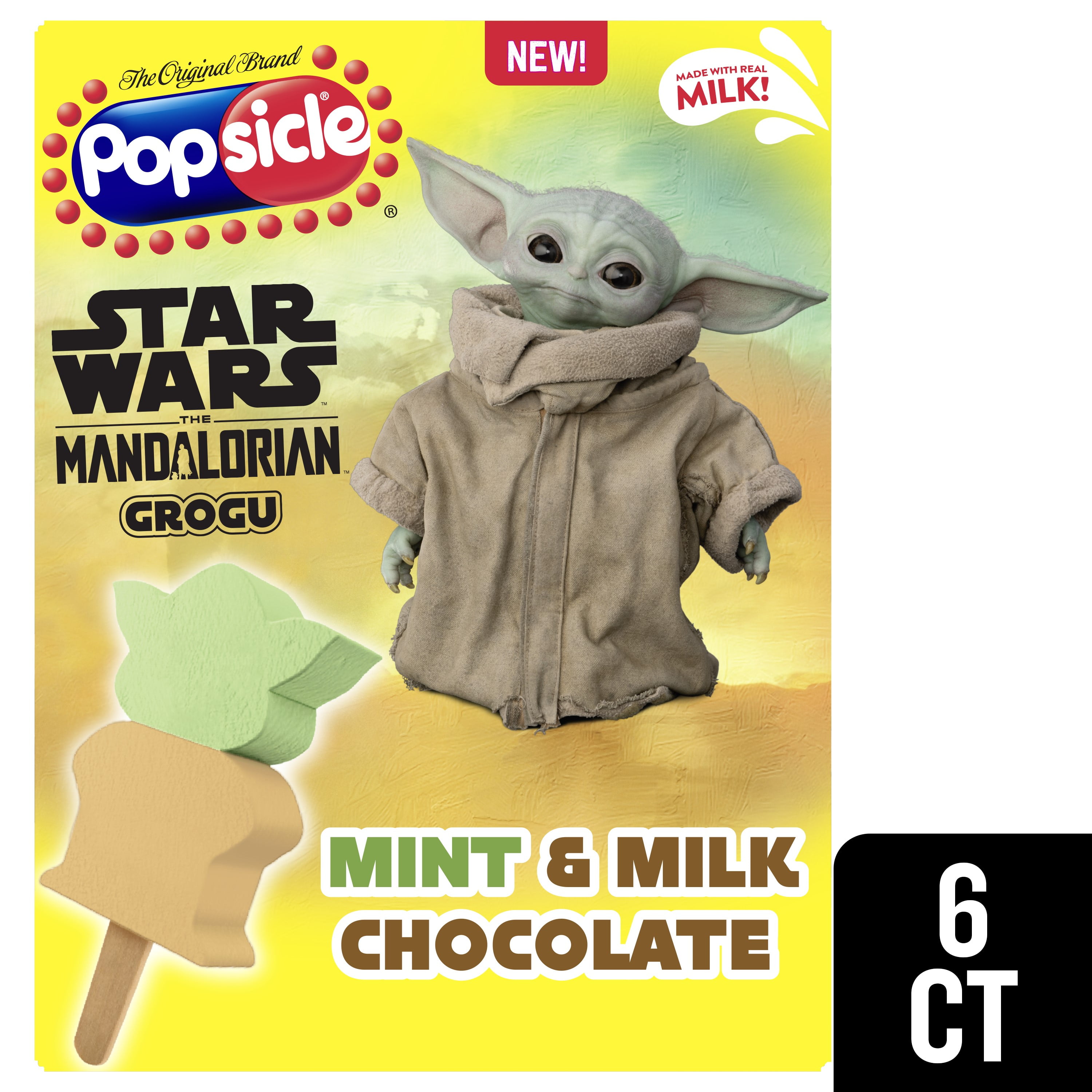 Popsicle Star Wars the Mandalorian Grogu Mint and Chocolate Ice Cream ...