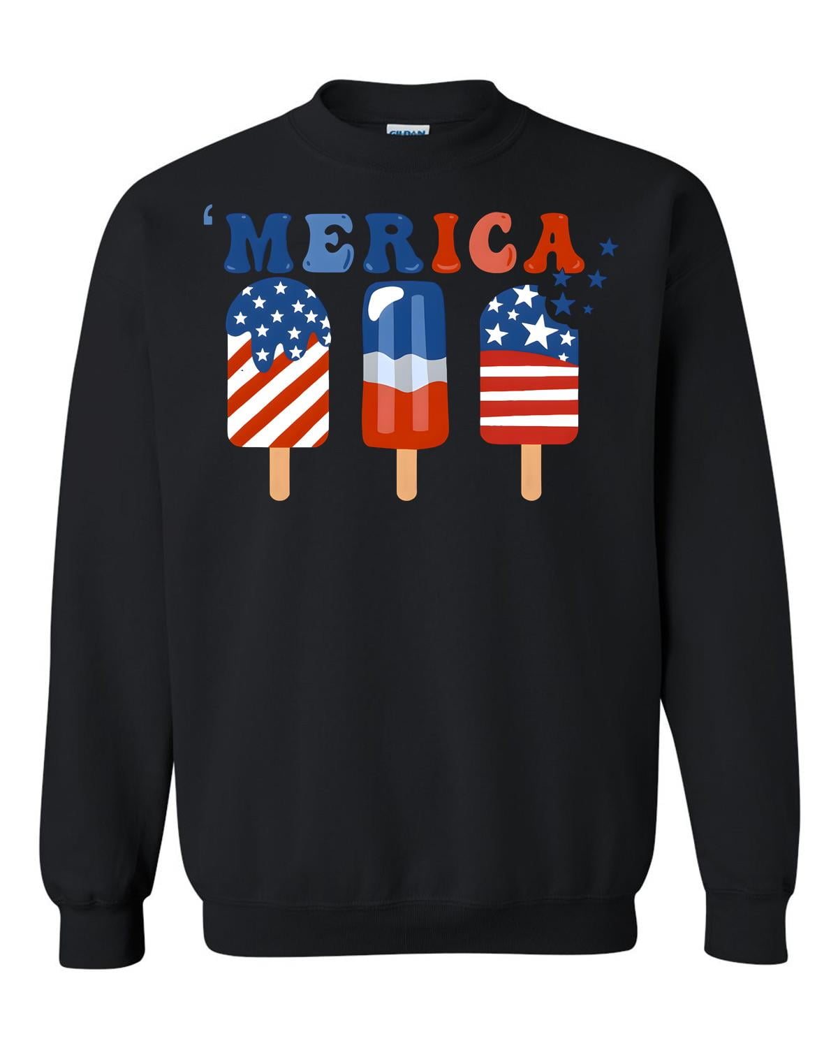 Popsicle Ice Cream Red White Blue 4th of July Food Sweatshirt - Walmart.com