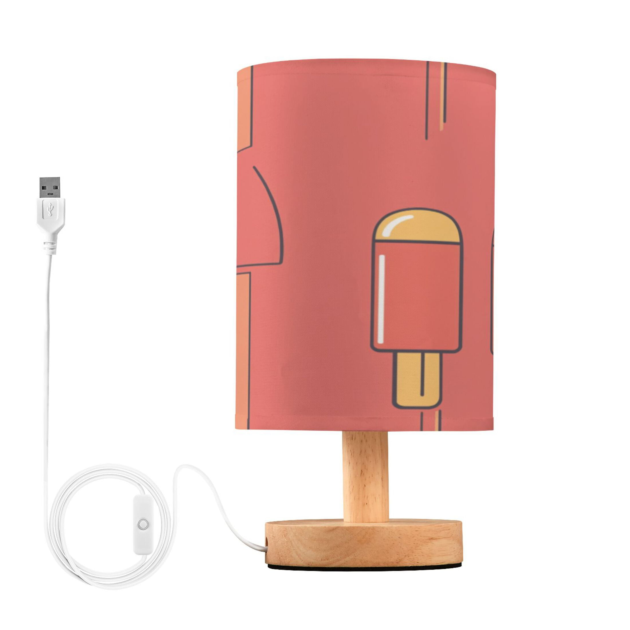 Popsicle Illustration USB Powered Canvas Shade Desk Lamp LED Light with ...