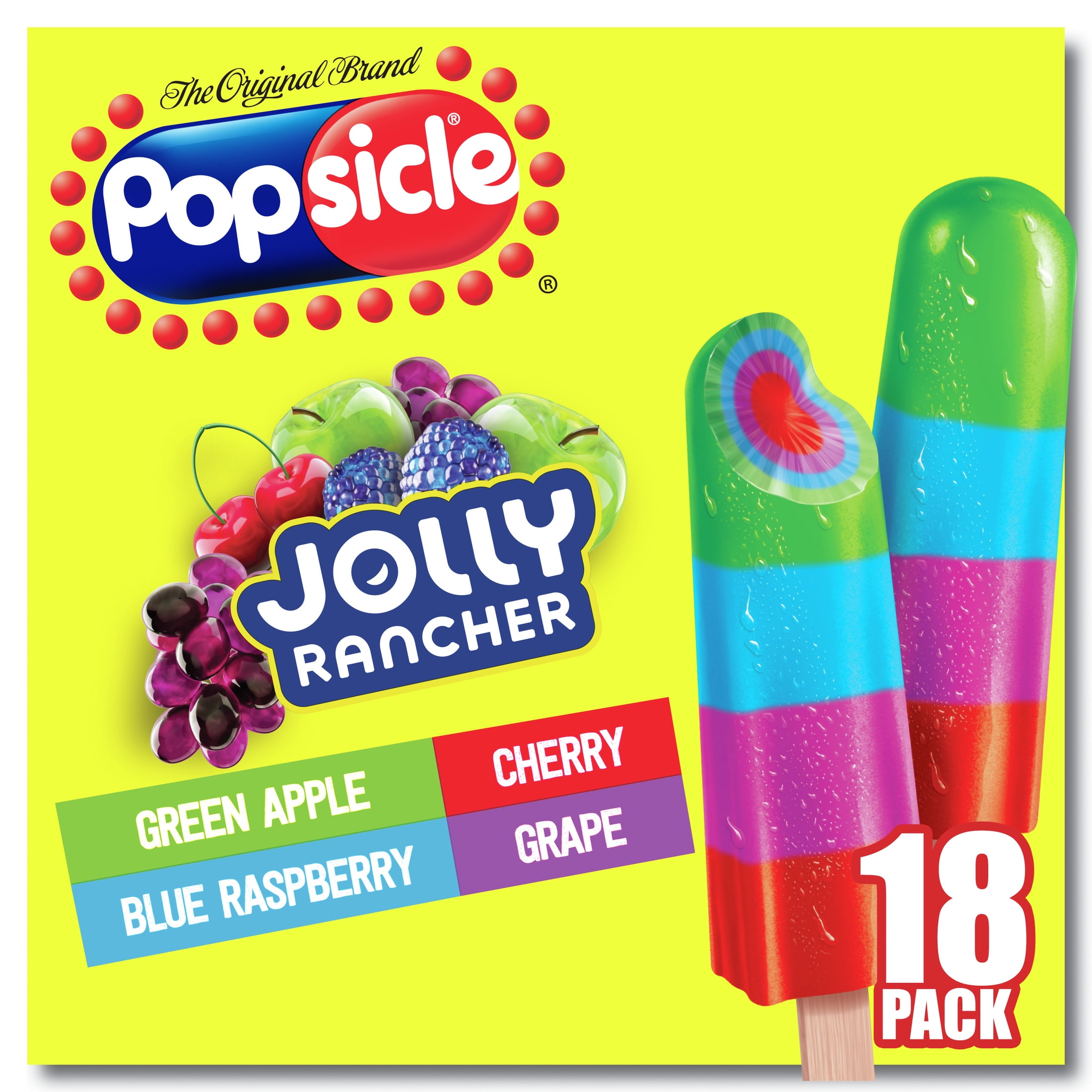 Popsicle Jolly Rancher Colors Frozen Ice Pops 18 Count with Fruity ...