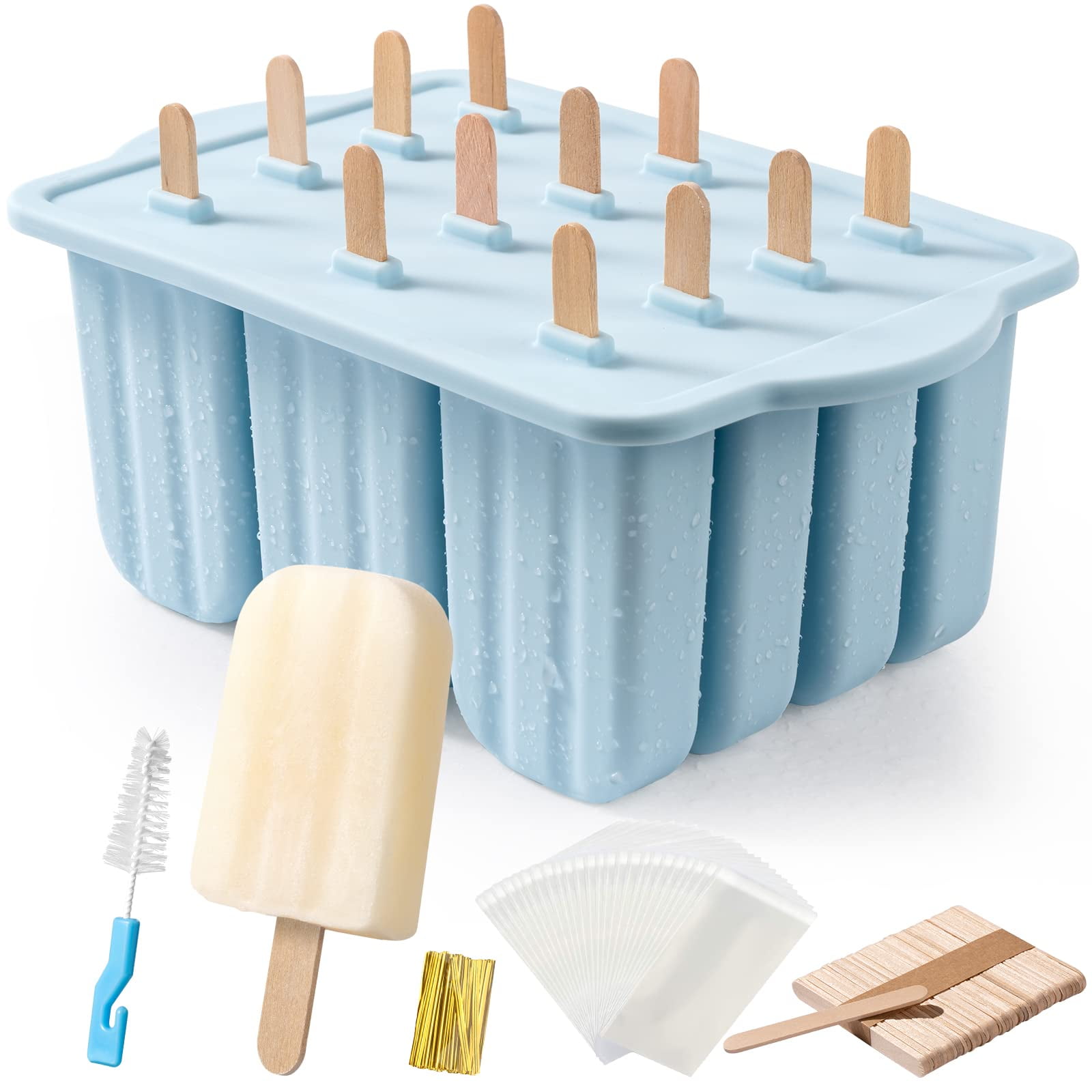 Popsicle Maker Molds 12 Pack Silicone Easy-Release Ice Pop Trays, 50PCS ...