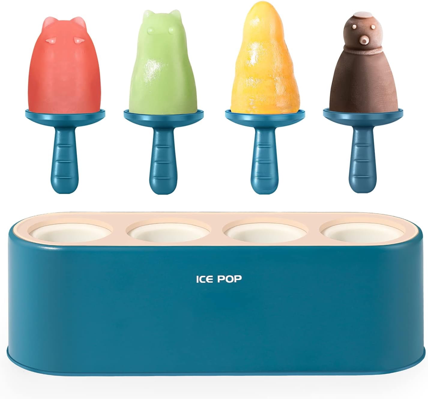 Popsicle Mold Set 4 Pieces Homemade Silicone Popsicle Maker Easy to ...