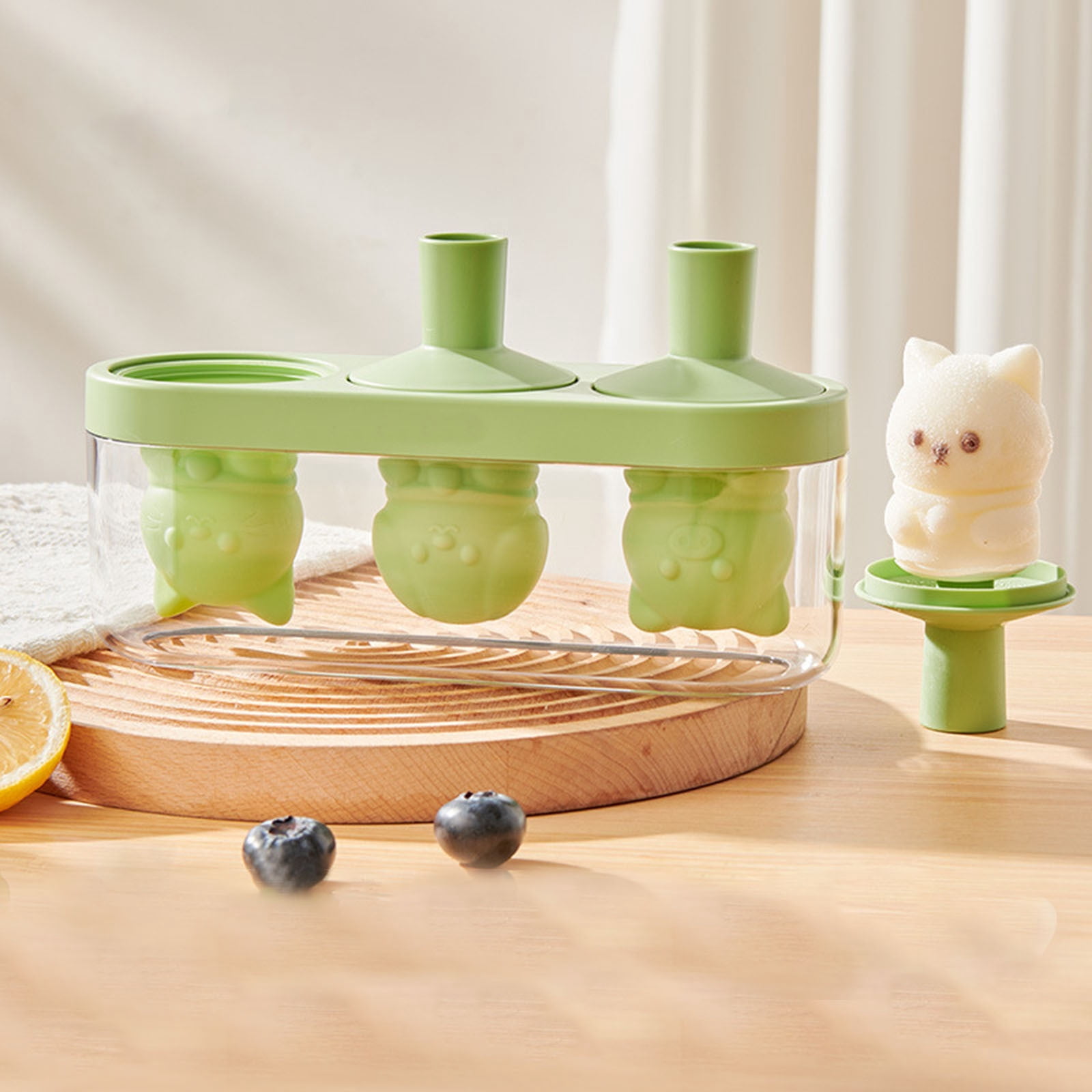 Mold With Sticks 3 Cavities Cute Animals Ice Pop Molds Reusable ...