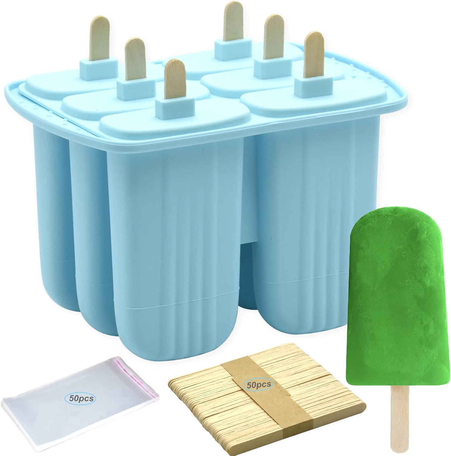Popsicle Molds,6 Pieces Popsicles Molds Silicone BPA Free,Homemade ...