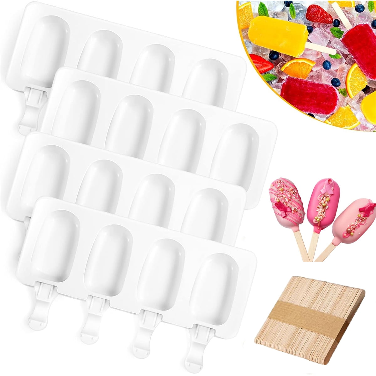 Popsicle Molds Set of 4,16 Cavities Silicone Popsicle Molds,Ice Cream ...