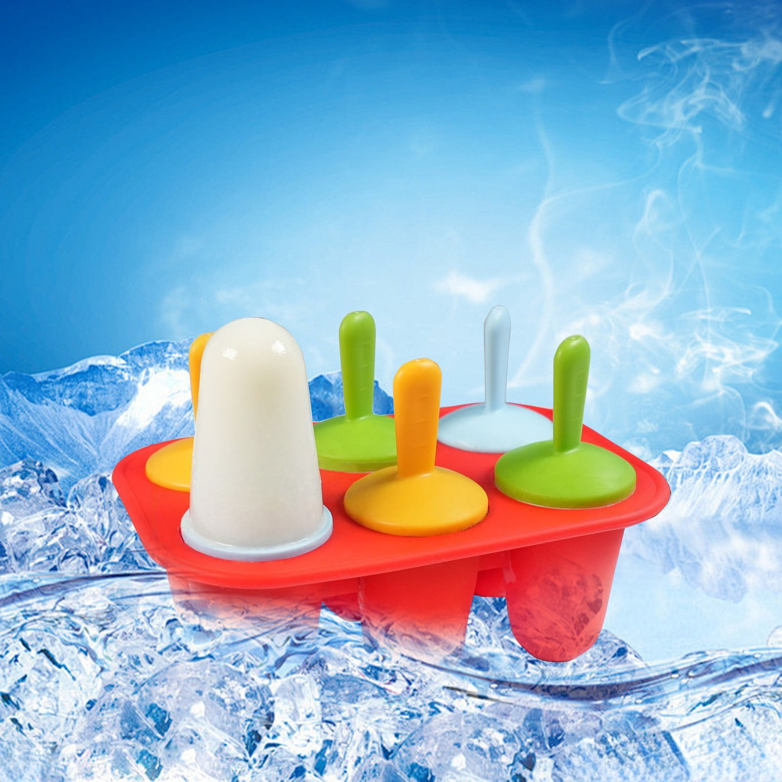 Popsicle Molds Silicone Reusable 6 Count, Ice Popsicle Models with Lid ...