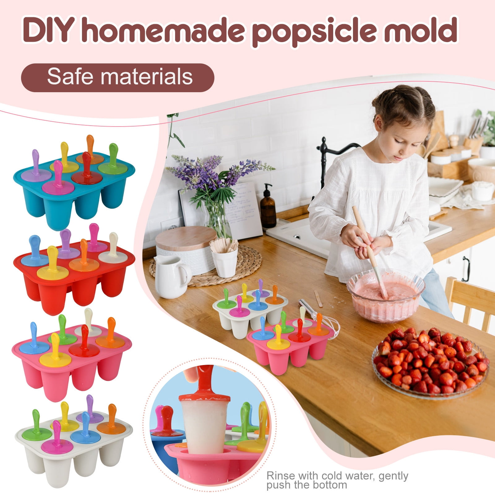 Popsicle Mould，Popsicle Maker Popsicle Molds 6 Pieces Silicone Ice Pop ...