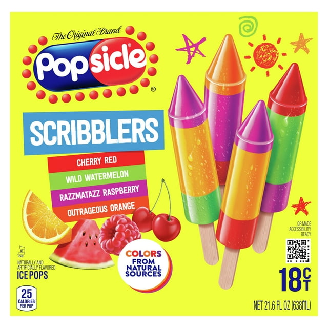 Popsicle Scribblers Colors from Natural Sources Popsicle Ice Pops, 18 ...