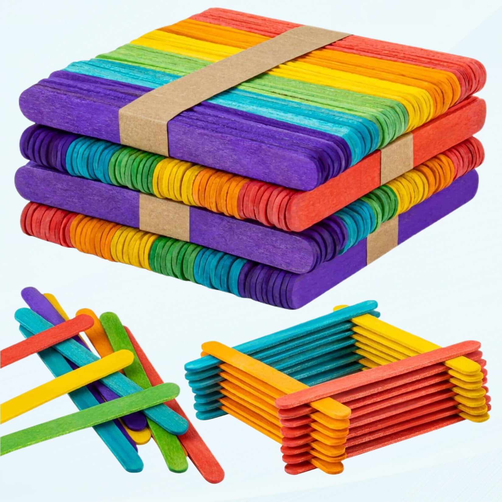 Popsicle Sticks for Crafts - 200 PCS Craft Popsicle Sticks Colored ...