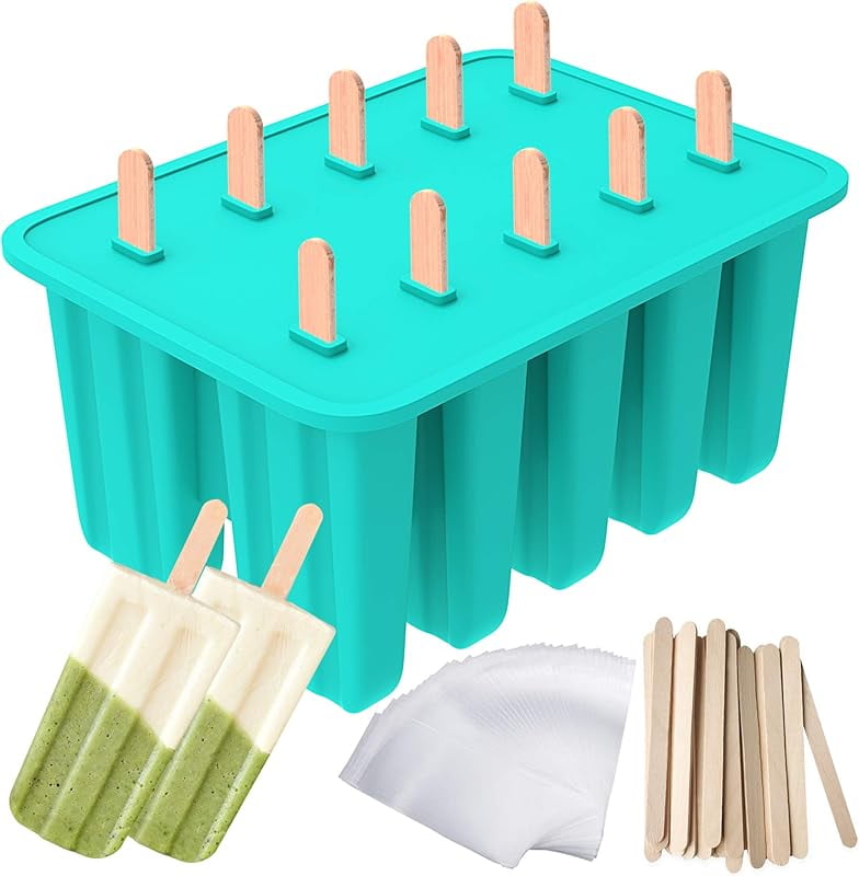 Popsicles Molds, 10-Cavity Popsicle Maker Molds Silicone Popsicle Molds ...