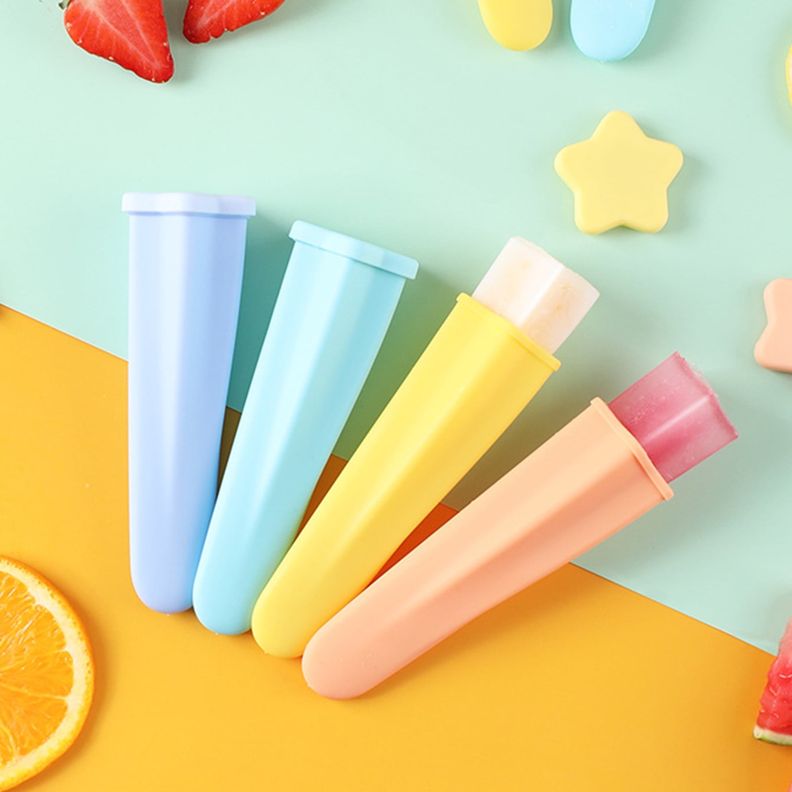 Popsicles Molds, 4Pcs/Set Silicone Five-pointed Star Shape Popsicle ...