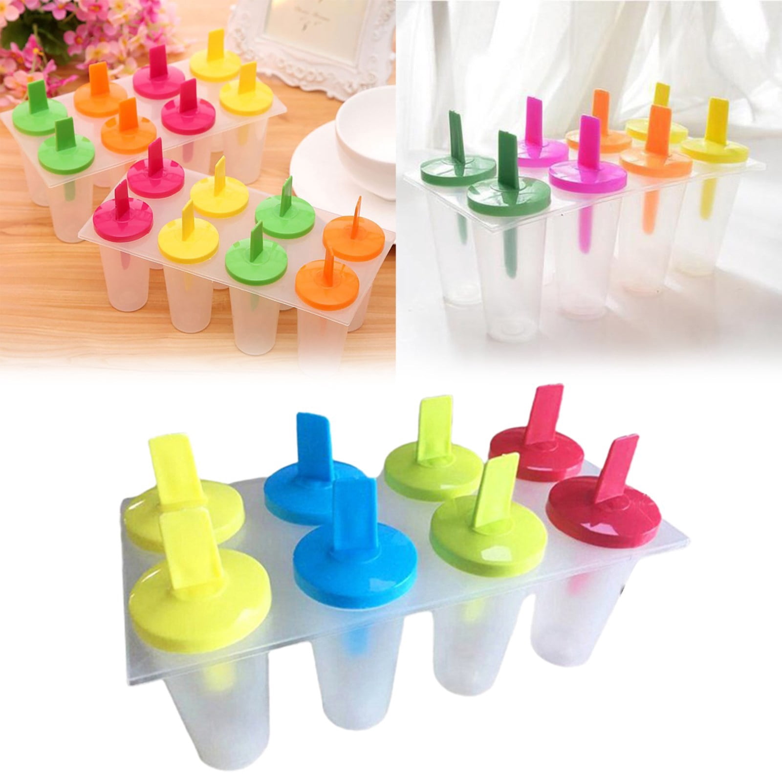 Popsicles Molds, 8 Piece Ice Pop Mold, Reusable Easy Release Ice Cream ...