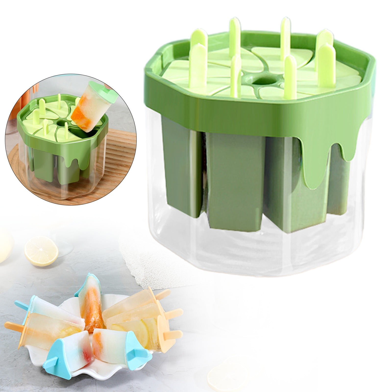 Popsicles Molds Frostbite: 8-Piece Reusable Ice Pop Maker with Lid ...