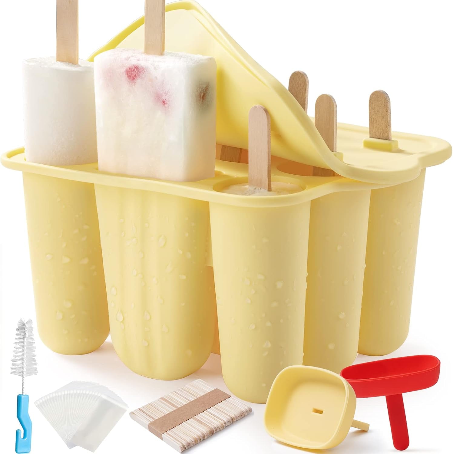 Popsicles Molds, MEETRUE 12 Pieces Silicone Popsicle Molds Easy-Release ...