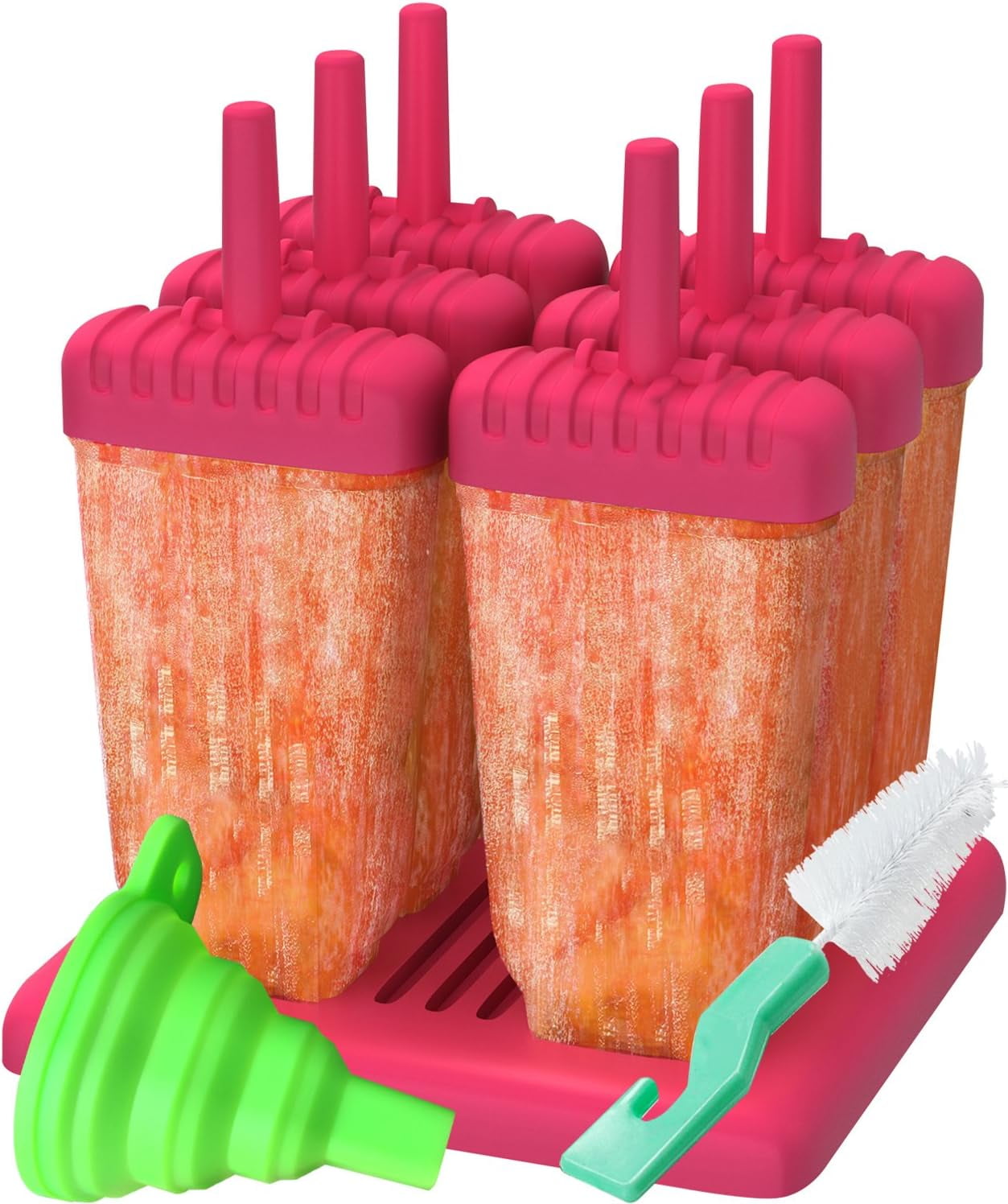 Popsicles Molds, Set of 6 Reusable Ice Pop Molds Easy Release Popsicle ...