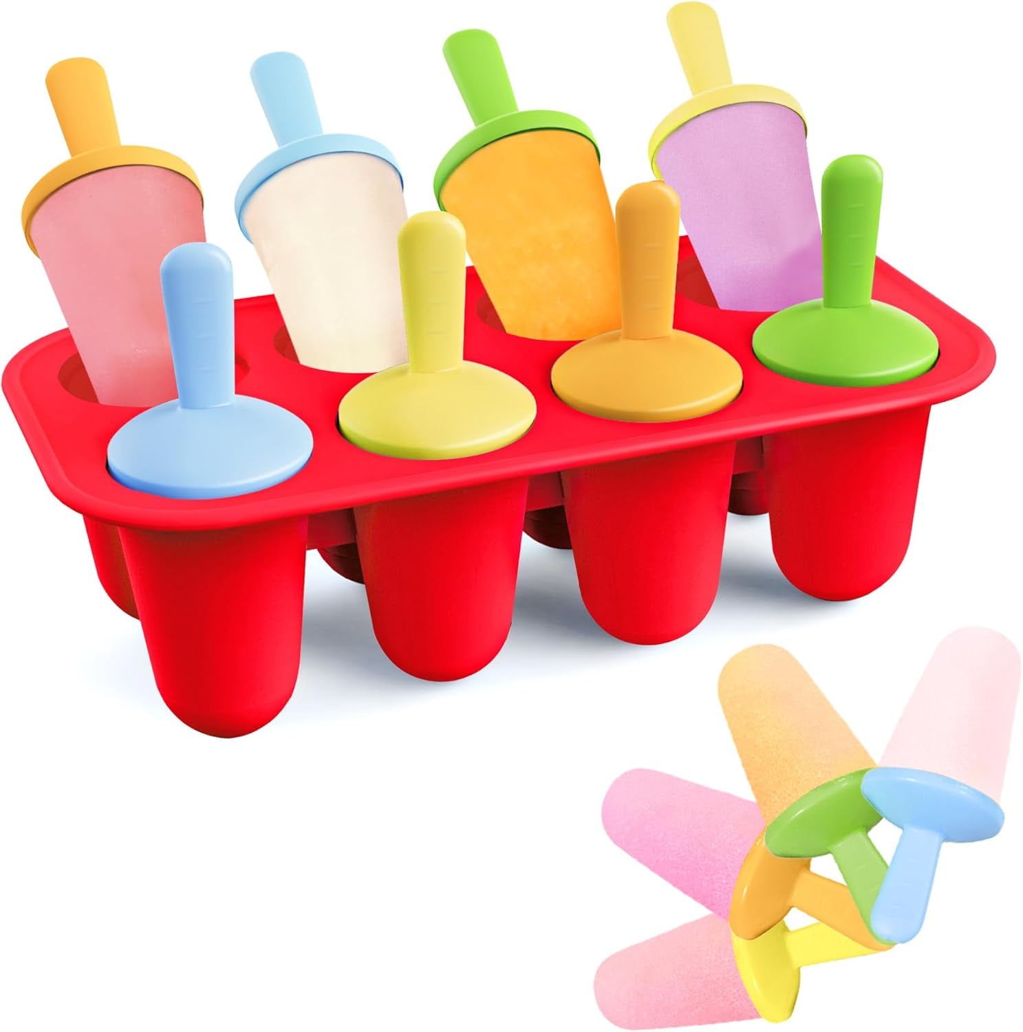 Popsicles Molds Silicone, 6 Pieces BPA-Free Ice Pop Mold, Reusable Mini ...