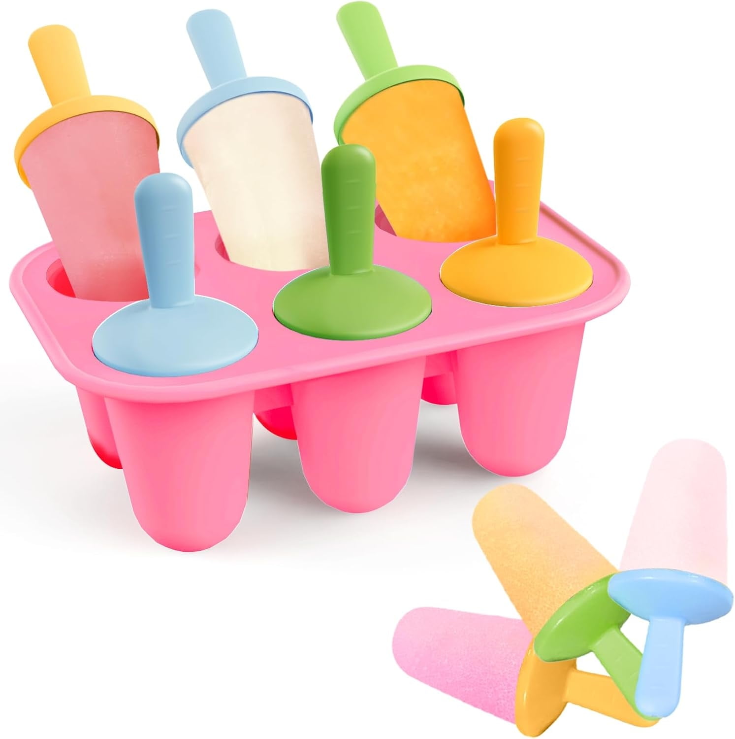 Popsicles Molds Silicone, 6 Pieces BPA-Free Ice Pop Mold, Reusable Mini ...