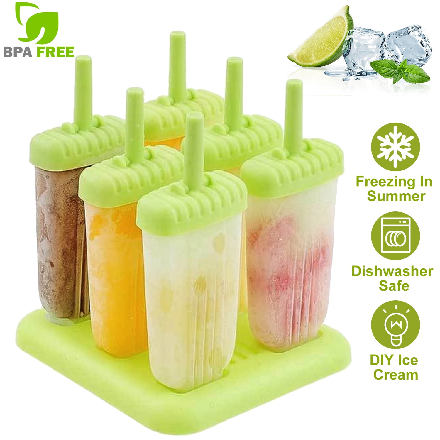Popsicles Molds, TeqHome Set of 6 Reusable Ice Pop Molds, Easy Release ...