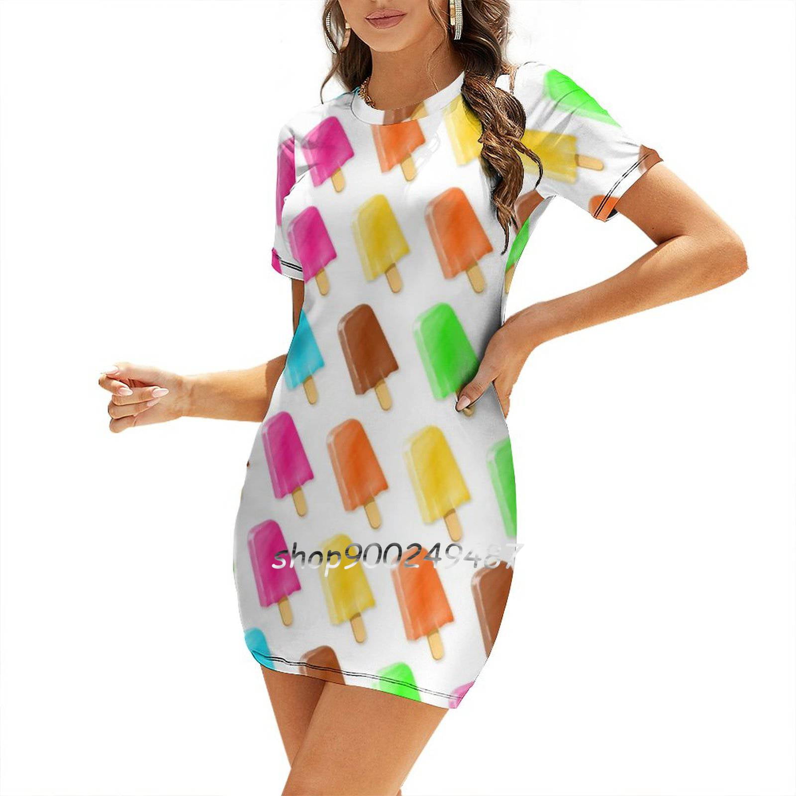Popsicles Square Neck Dress New Plus Size Elegant Women Waist Tight ...