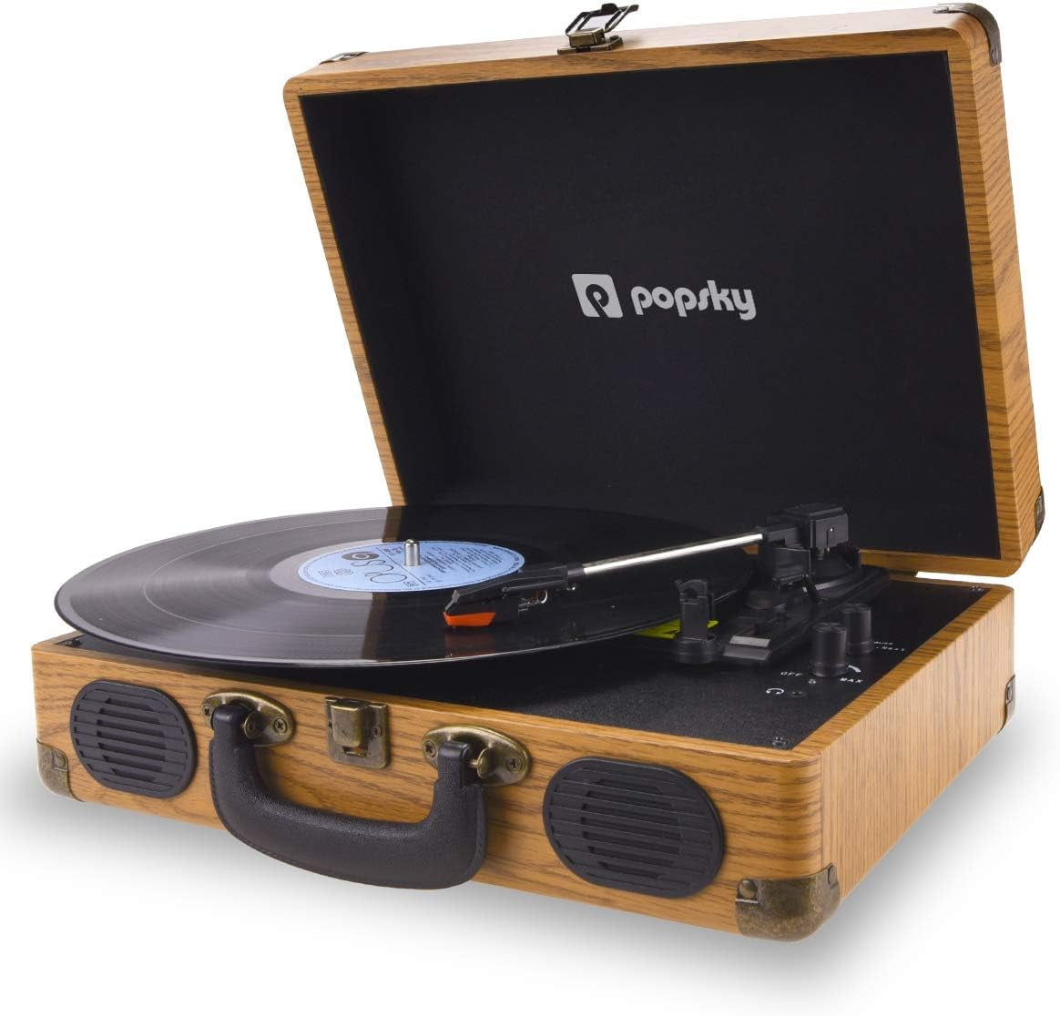 Popsky Record Player, 3-Speed Vintage Style Turntable, Bluetooth Record ...
