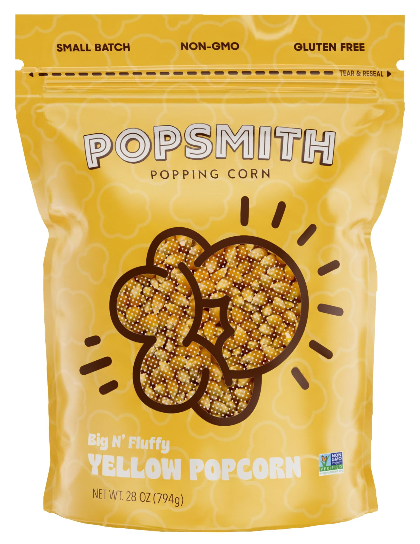 Popsmith - 28oz Pouch BCF26 Yellow Popcorn Kernels for Popping - Grown ...