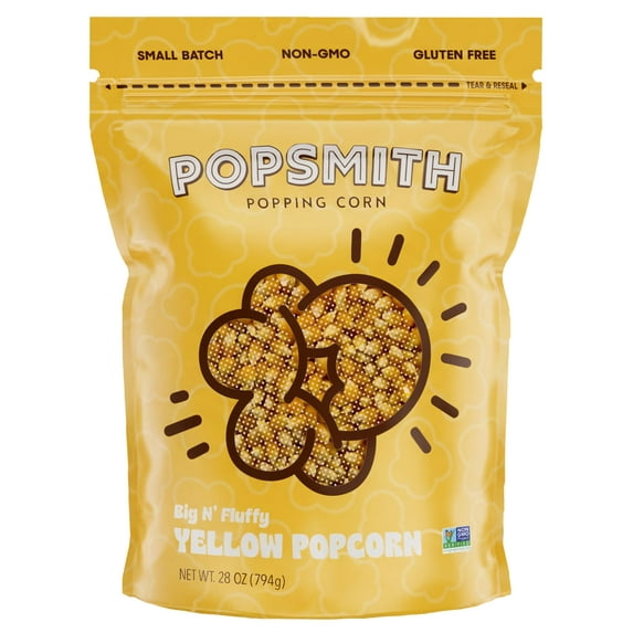Popsmith - 28oz Pouch BCF26 Yellow Popcorn Kernels for Popping - Grown ...