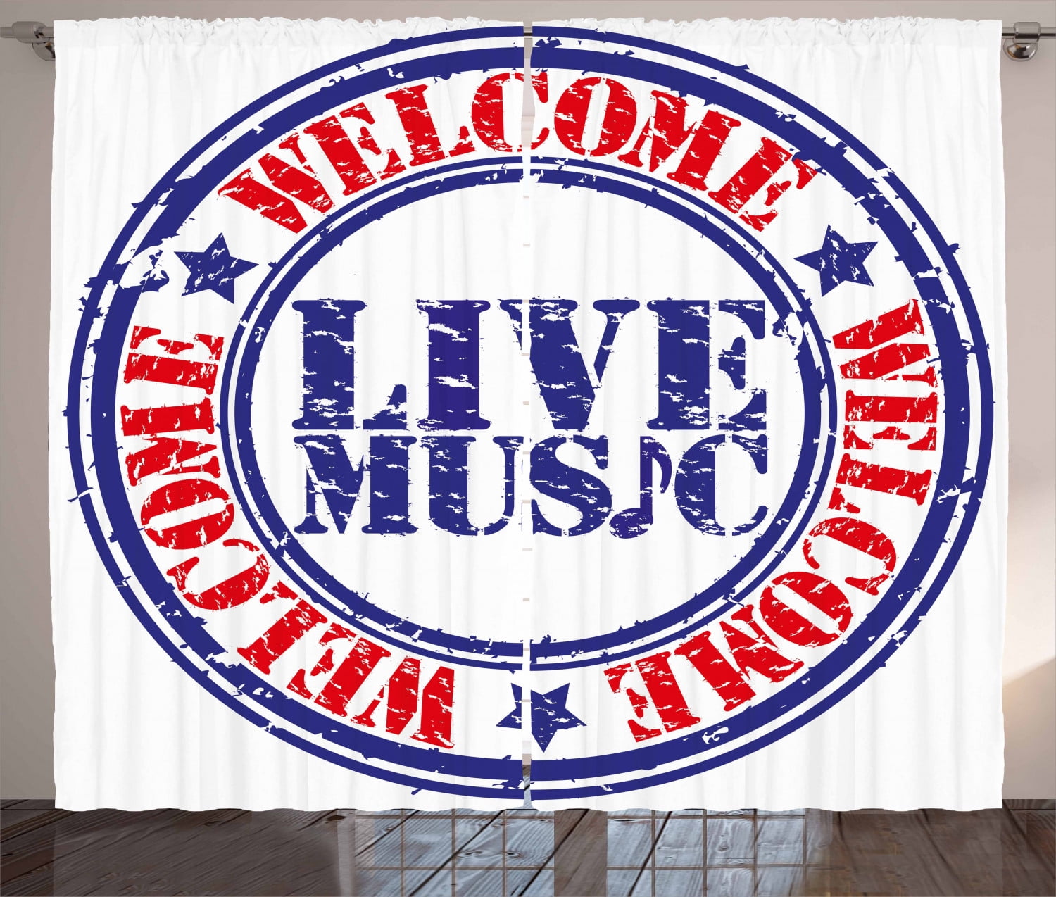 Ambesonne Popstar Party Curtains 2 Panel Set, Old Rubber Stamp, 108" x ...