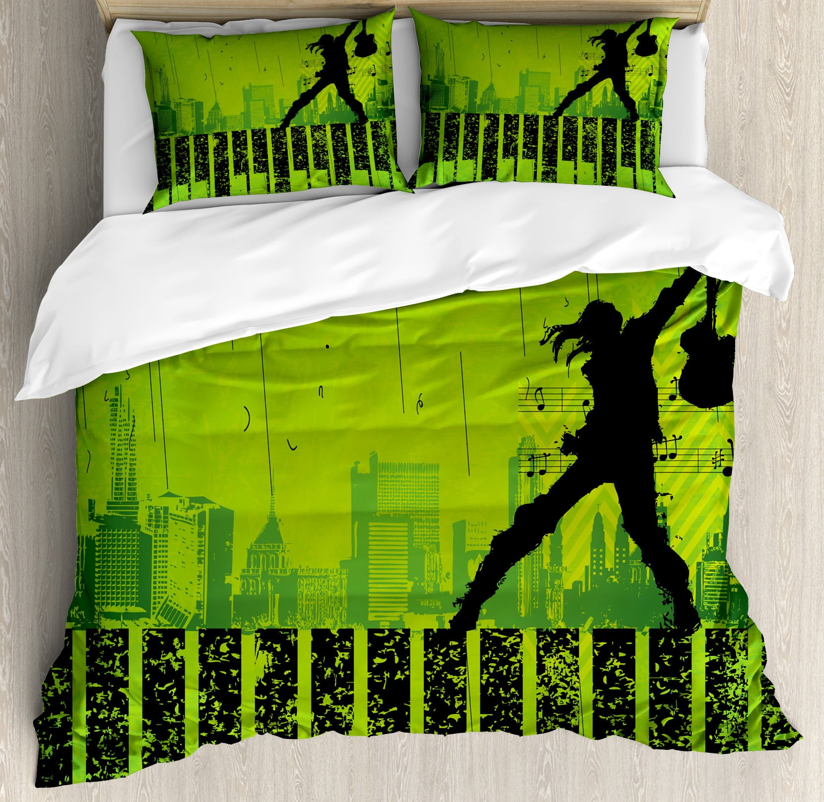 Popstar Party Duvet Cover Set, Music in the City Theme Singer with ...