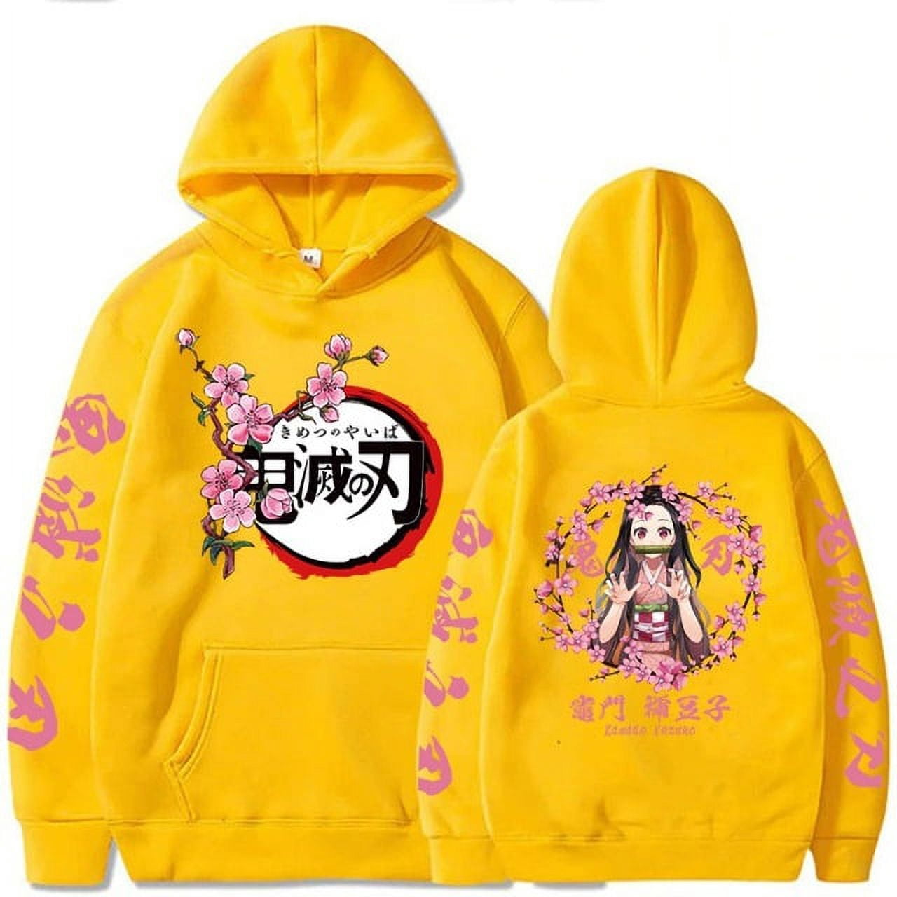Popular Anime Print Hoodies Demon Slayer Blade Warm Fleece Japanese ...