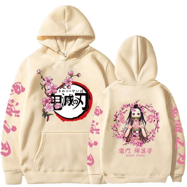 Popular Anime Print Hoodies Demon Slayer Blade Warm Fleece Japanese ...
