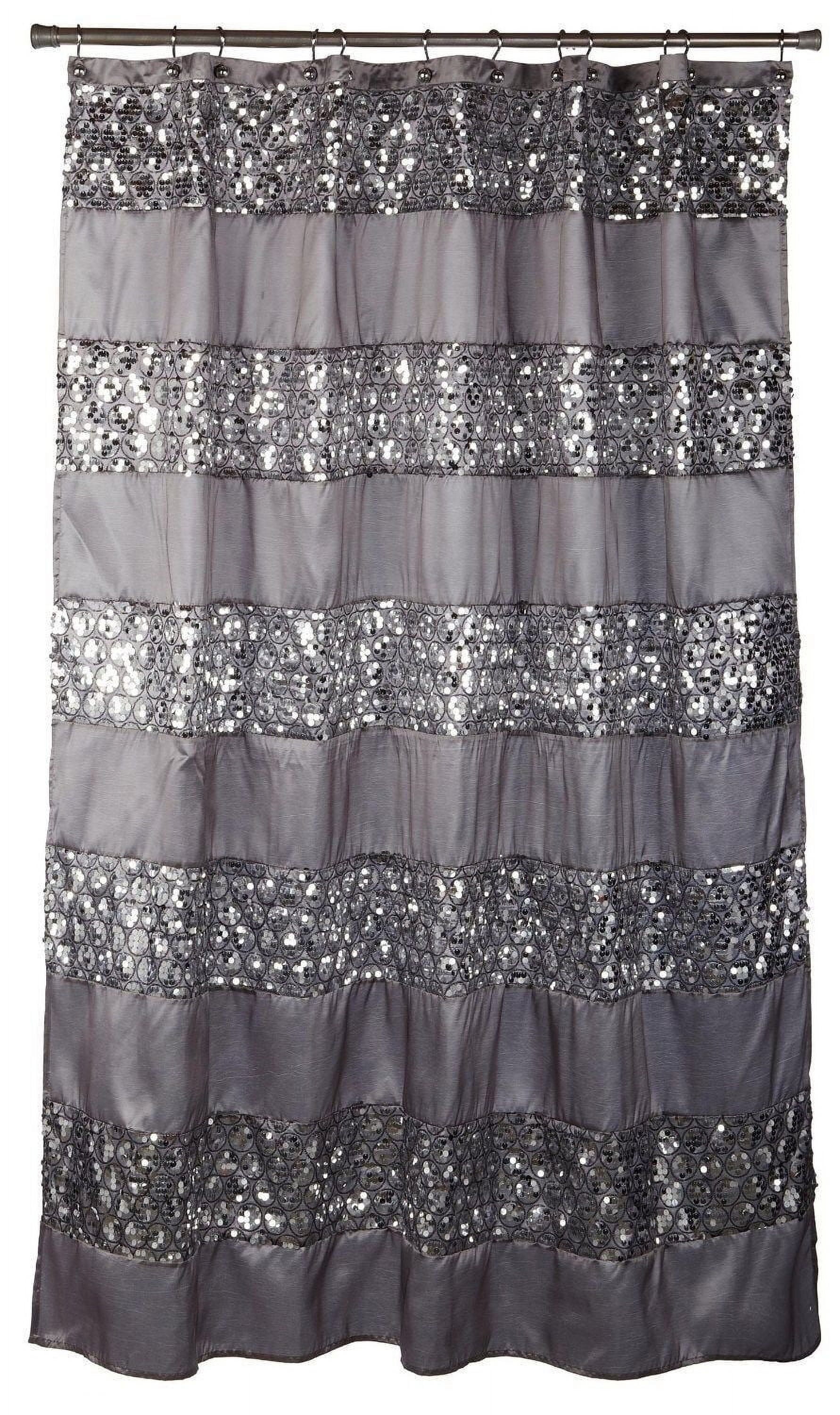 Popular Bath 7 Piece Sinatra Silver Shower Curtain Rugs and Resin ...