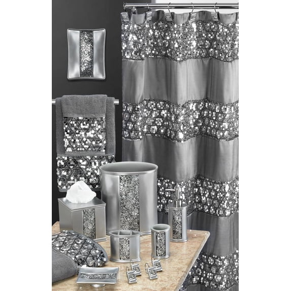 Popular Bath Sinatra Silver Polyester Shower Curtain, 72x72 - Walmart.com
